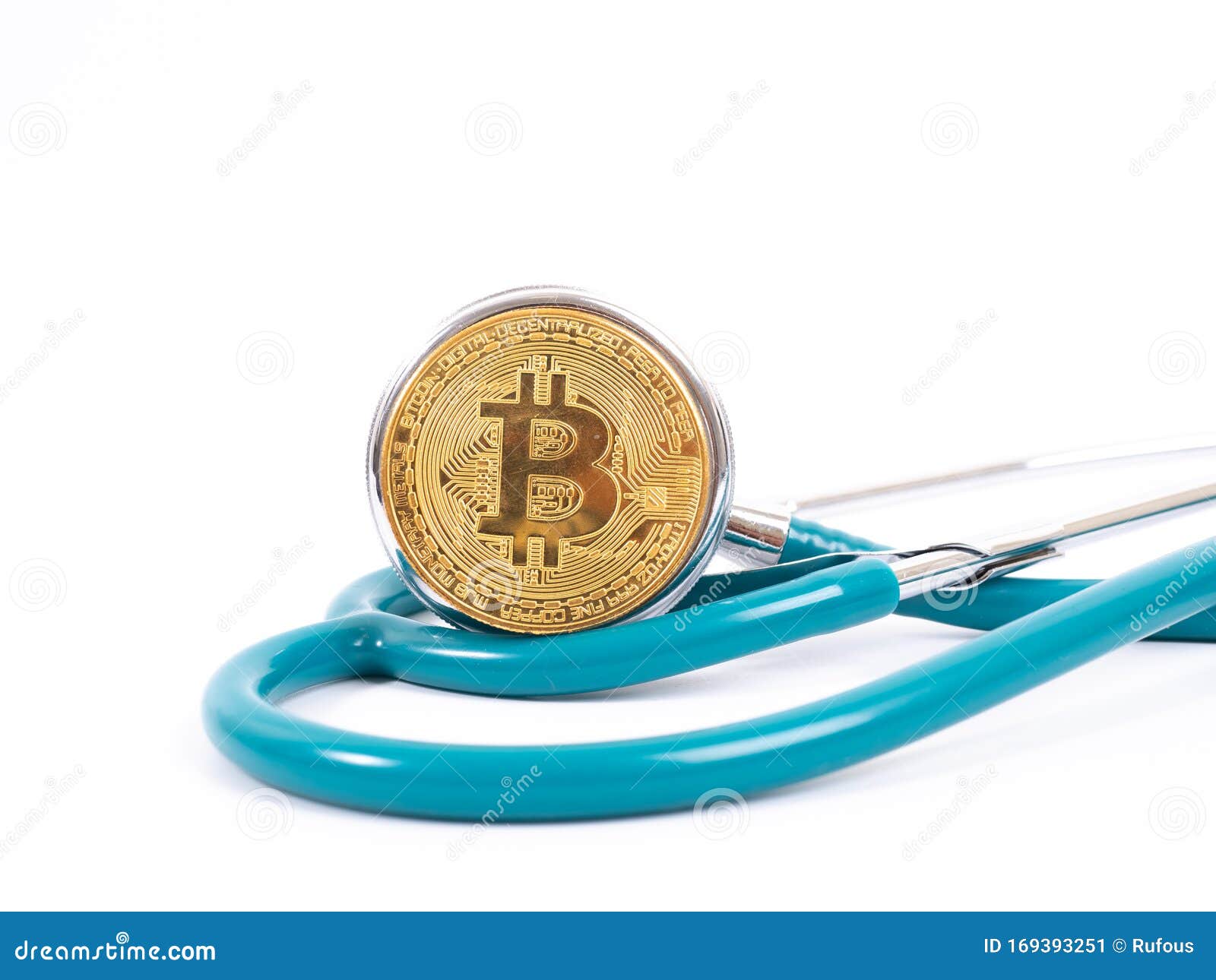 Cryptocurrency Medical Concept with a Gold Bitcoin Coin Stock Image ...