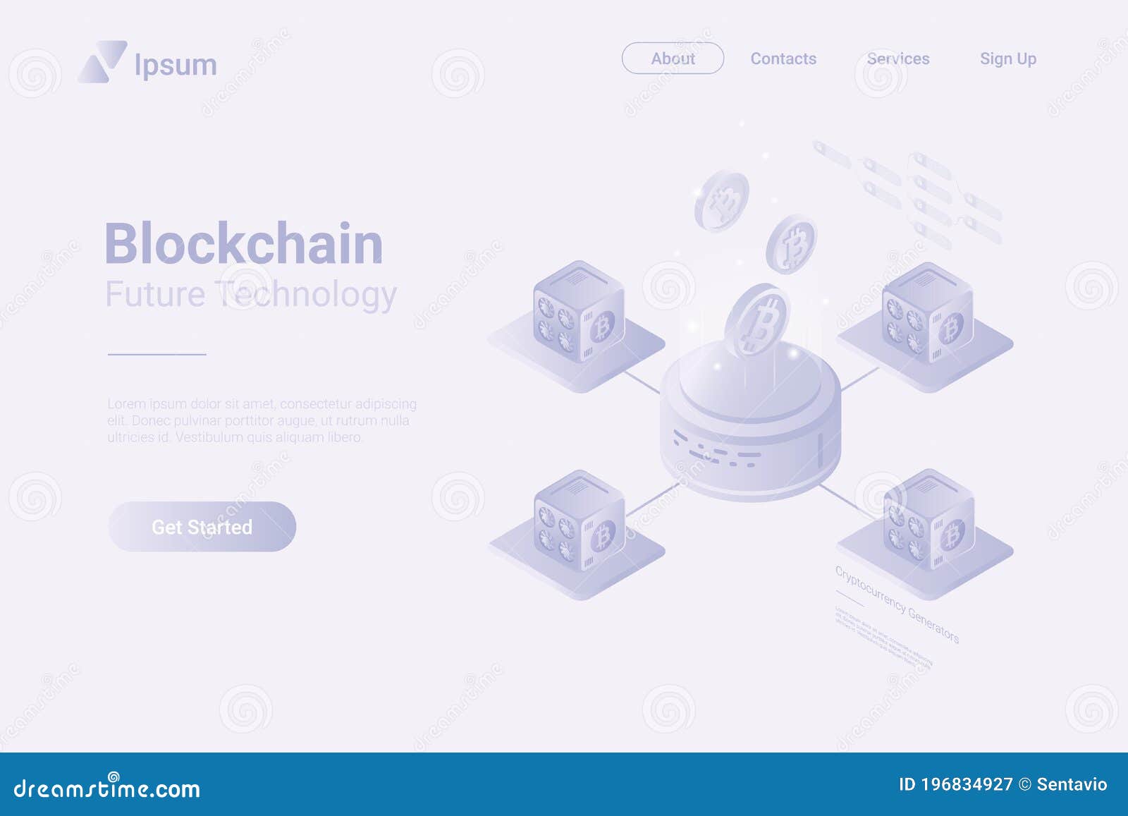 Cryptocurrency Mining Blockchain Isometric Flat White Monochrome Vector ...