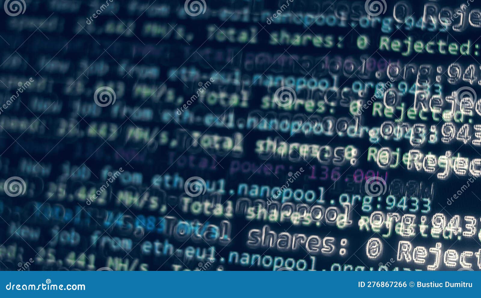 Contour Effect of Cryptocurrency Mining on a Computer Screen. the Algorithm of the Computer ...