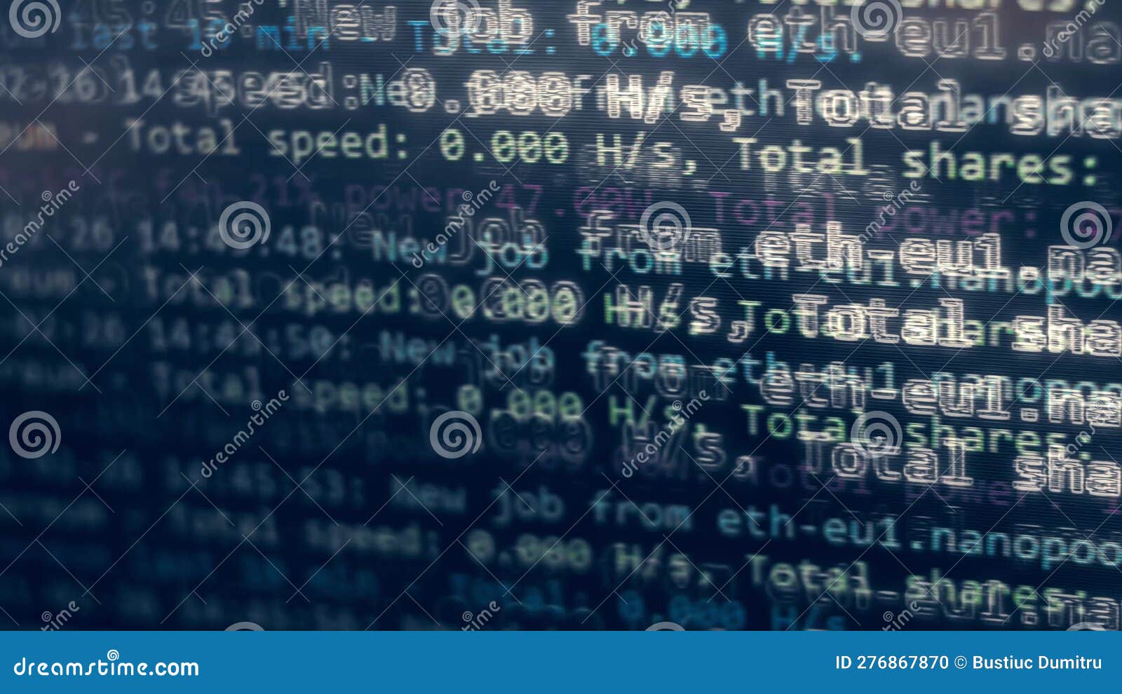 Contour Effect Of Cryptocurrency Mining On A Computer Screen The Algorithm Of The Computer