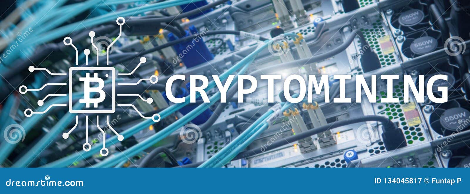 Cryptocurrency Mining Concept on Server Room Background. Stock Image ...