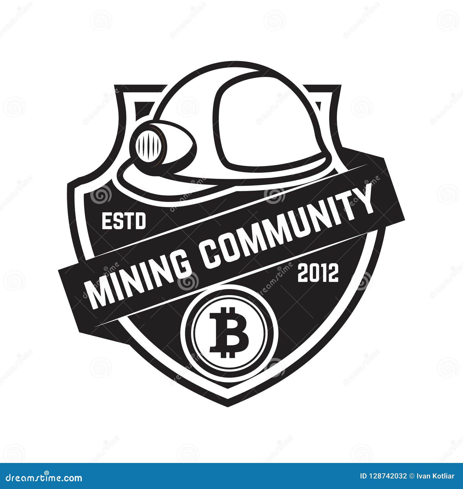 Cryptocurrency Mining Emblem Isolated On White Background. Design ...