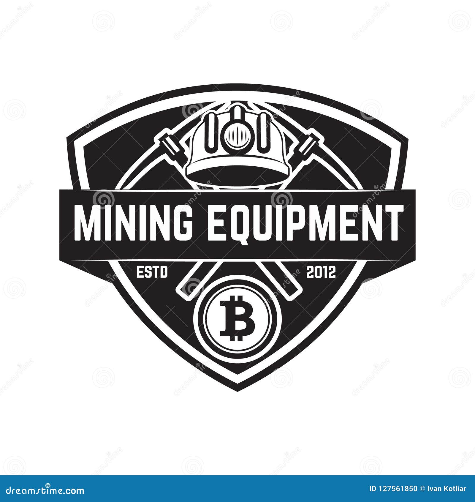 Cryptocurrency Mining Emblem Isolated On White Background. Design ...