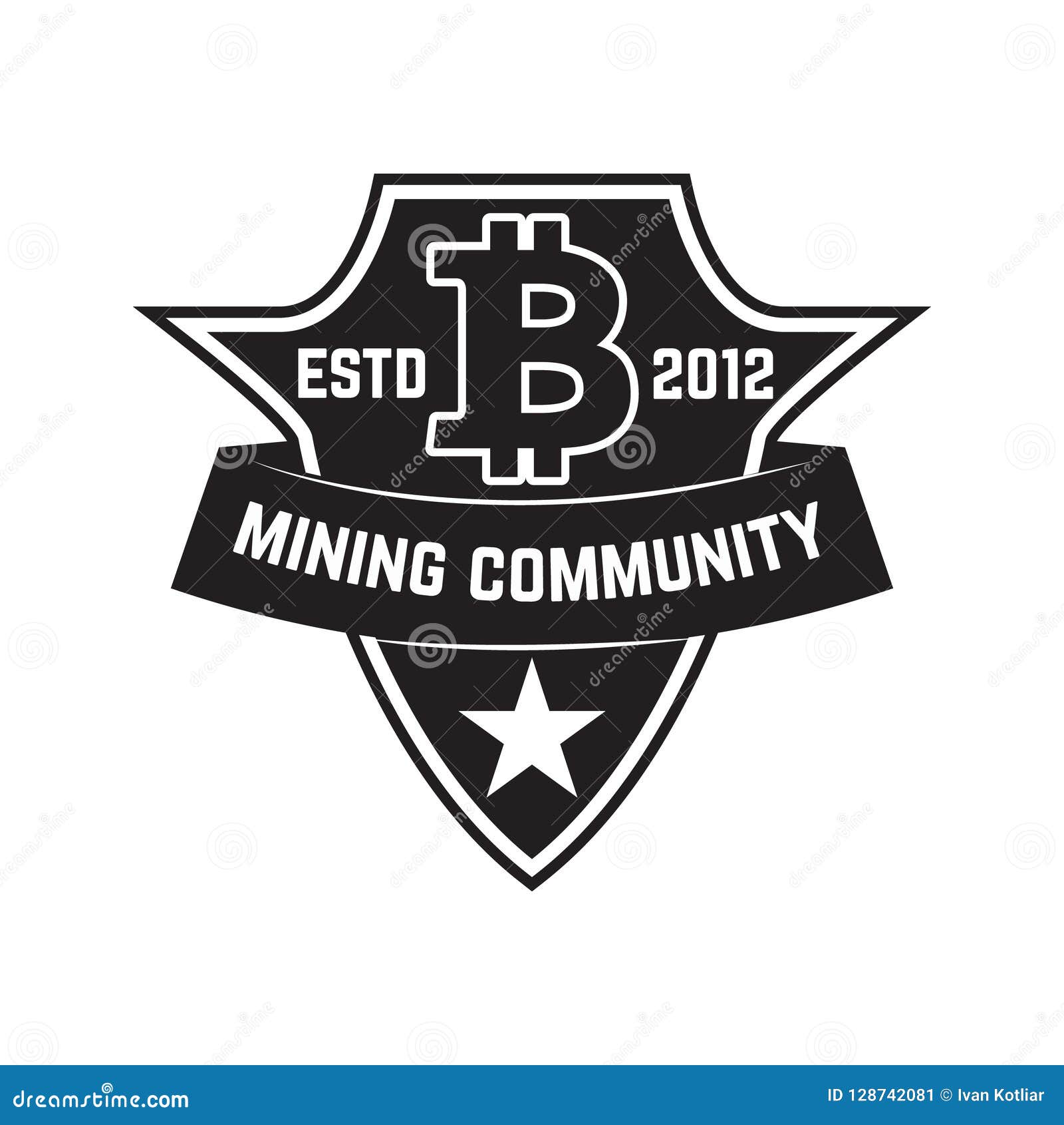 Cryptocurrency Mining Emblem Isolated on White Background. Design ...