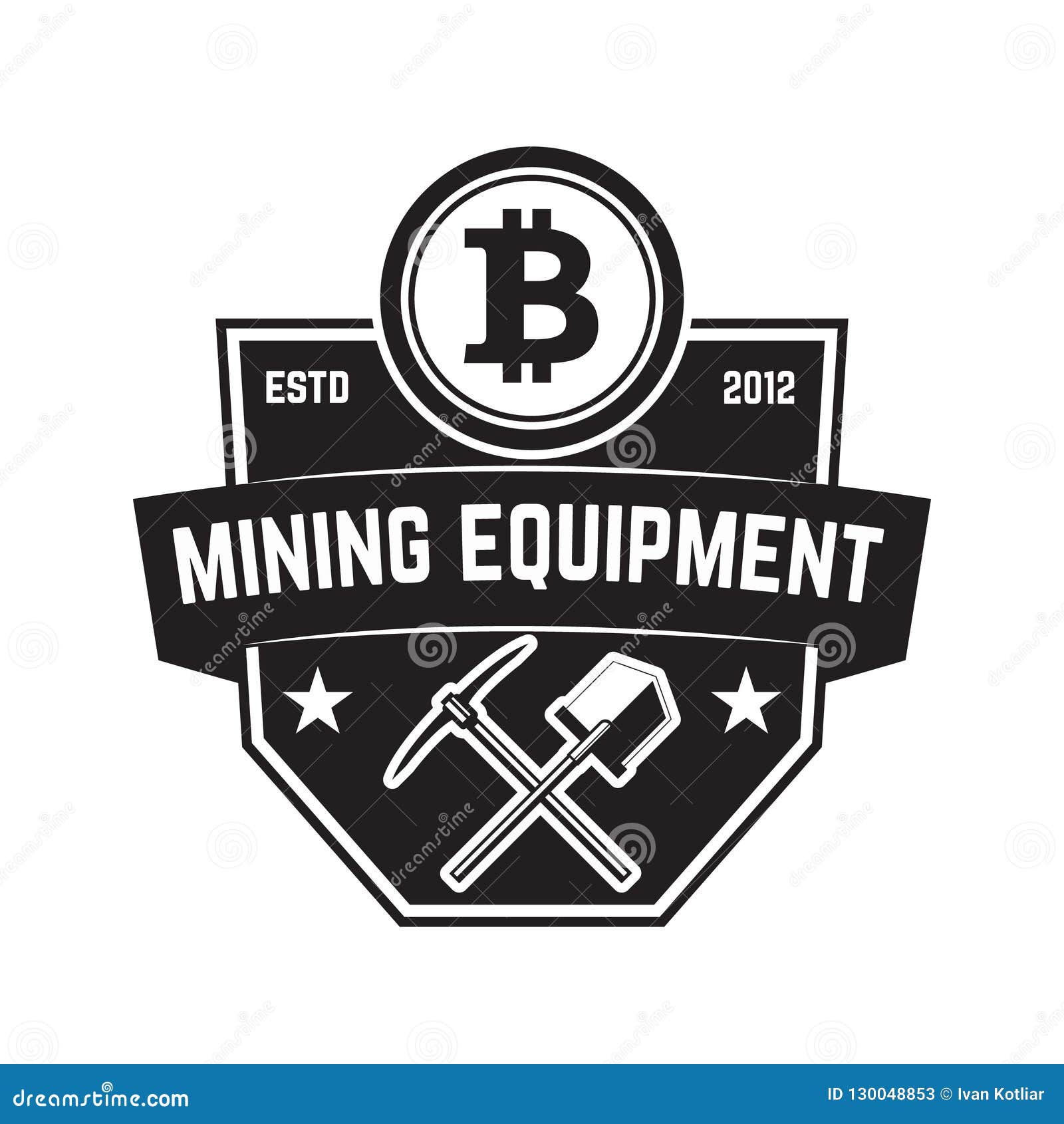 Cryptocurrency Mining Emblem Isolated on White Background. Design ...