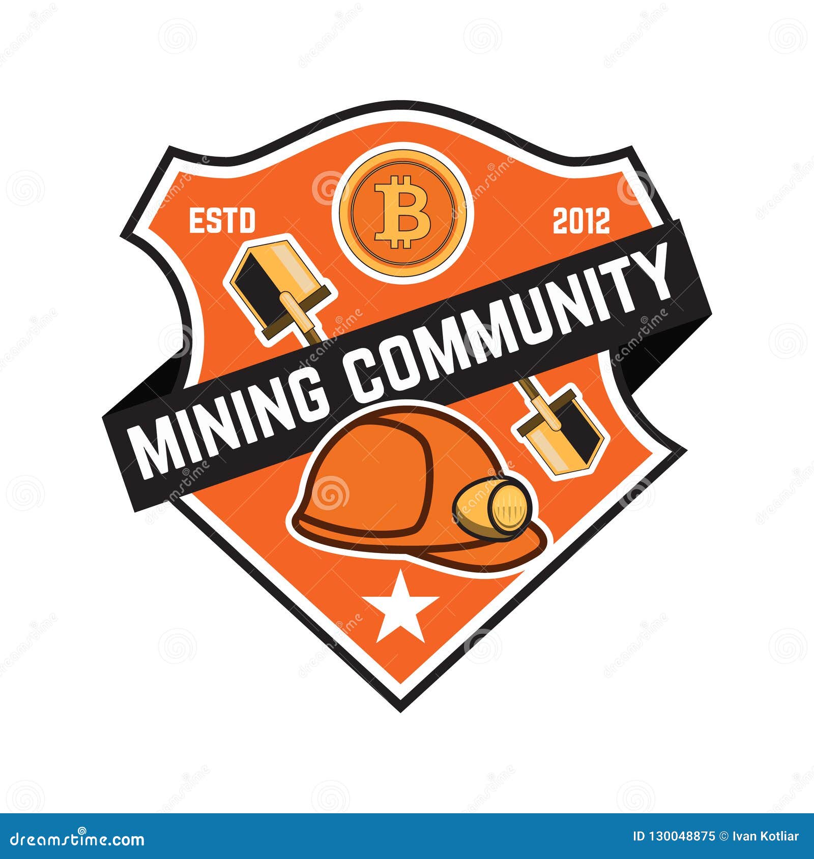 Cryptocurrency Mining Emblem Isolated On White Background. Design ...