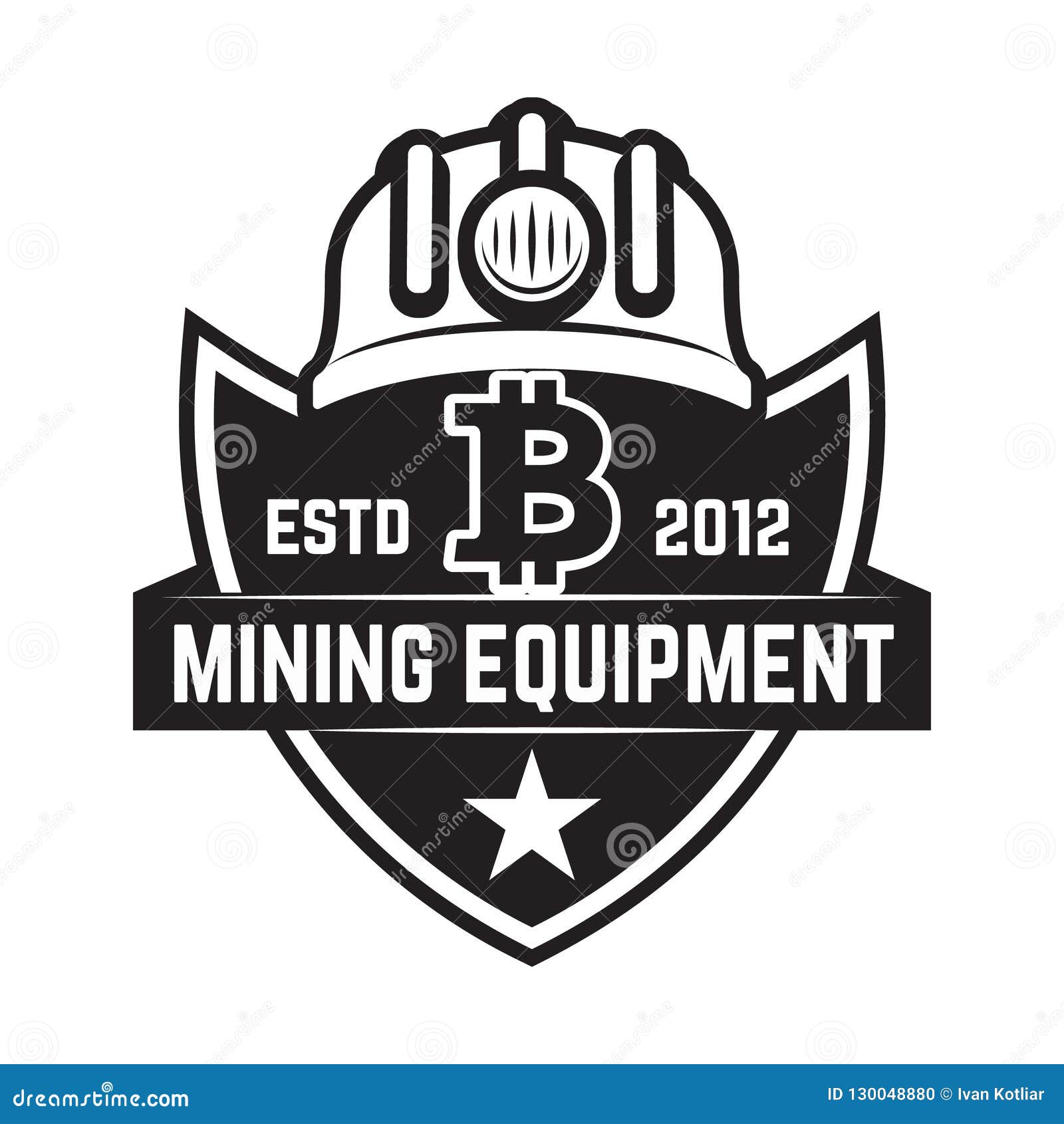 Cryptocurrency Mining Emblem Isolated On White Background. Design ...