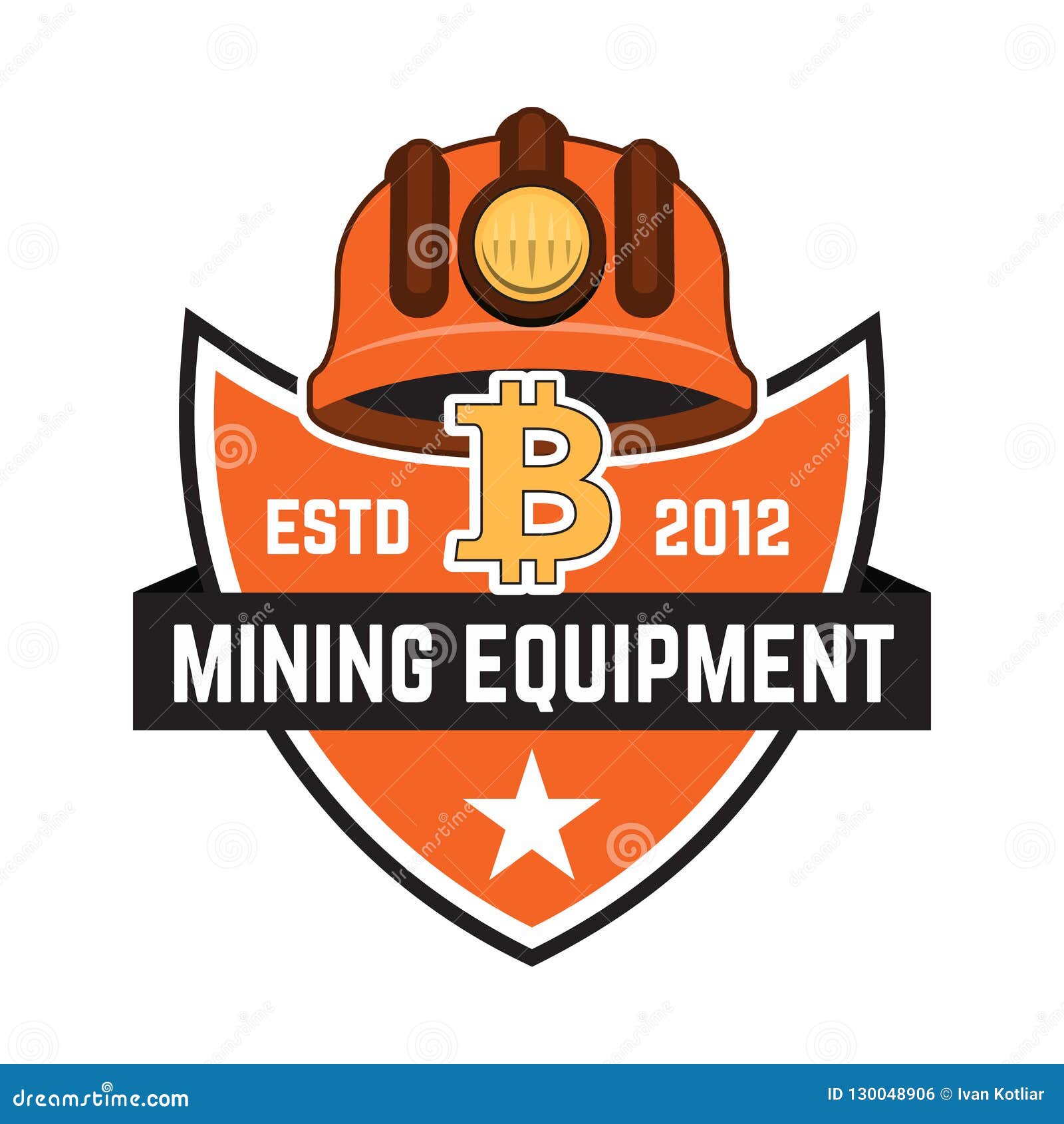 Cryptocurrency Mining Emblem Isolated on White Background. Design ...