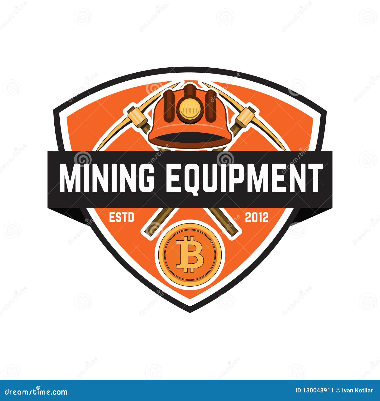 Cryptocurrency Mining Emblem Isolated On White Background. Design ...