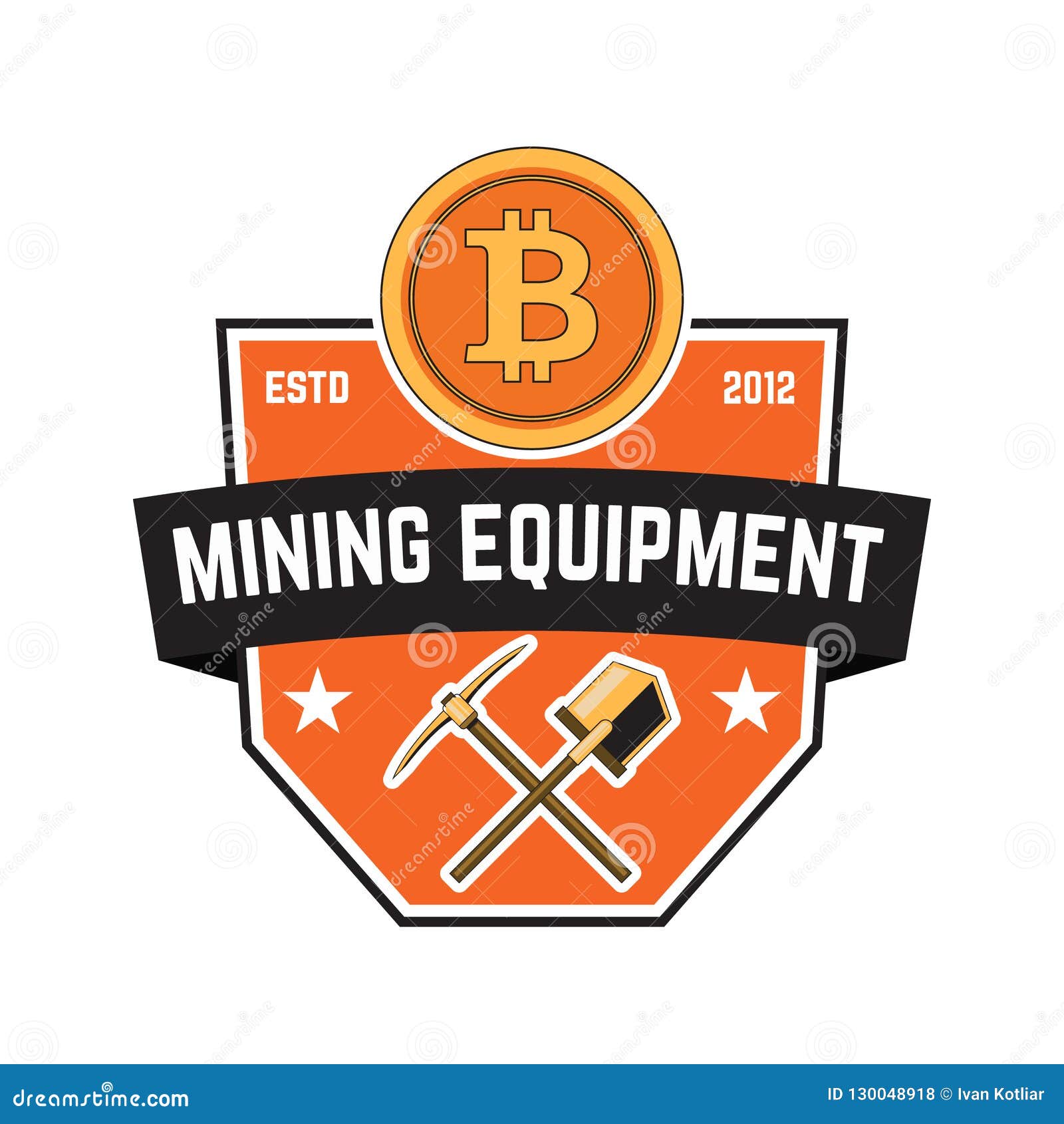 Cryptocurrency Mining Emblem Isolated On White Background. Design ...