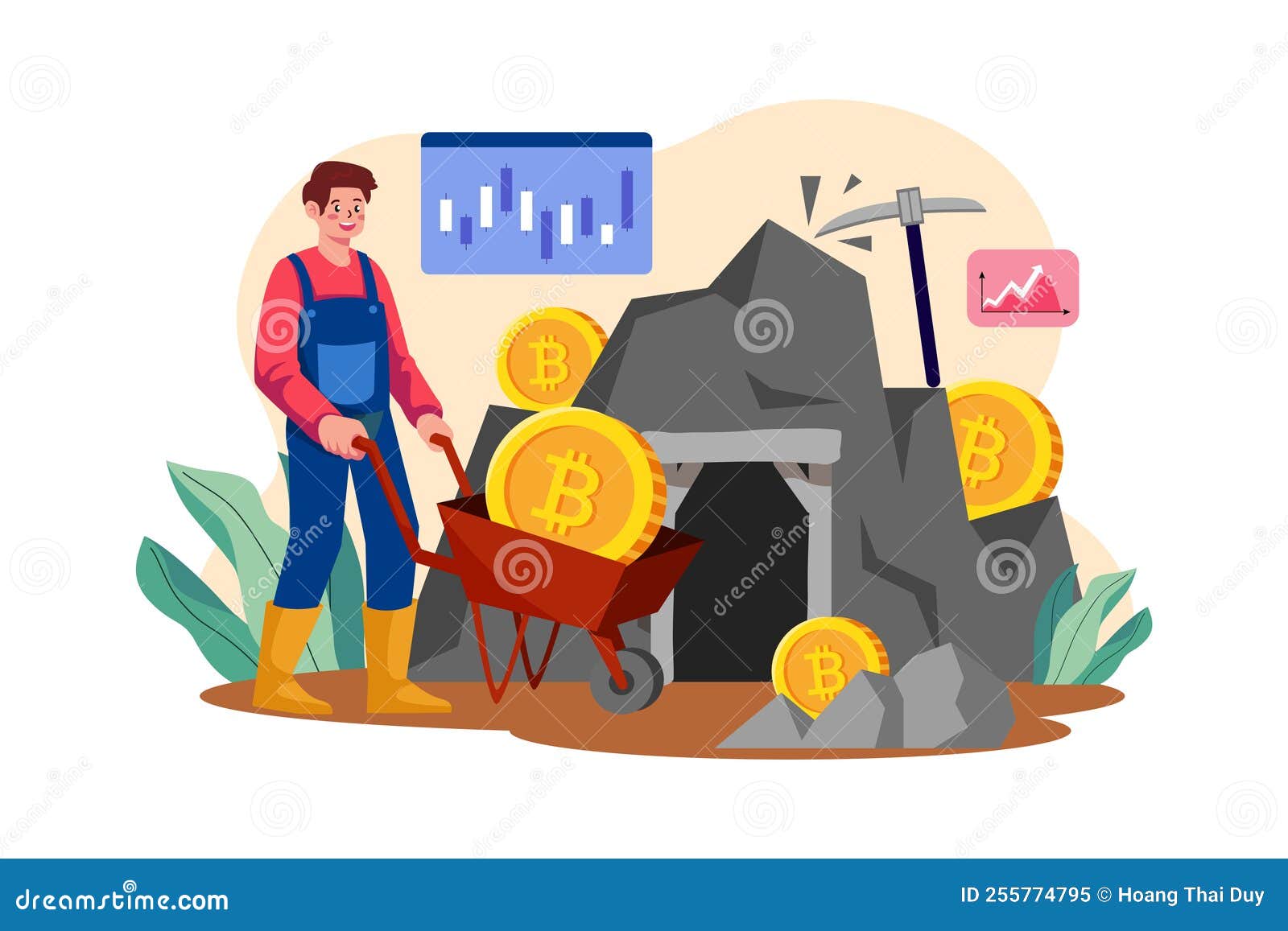 Cryptocurrency Mining Illustration Concept on White Background Stock Vector - Illustration of ...