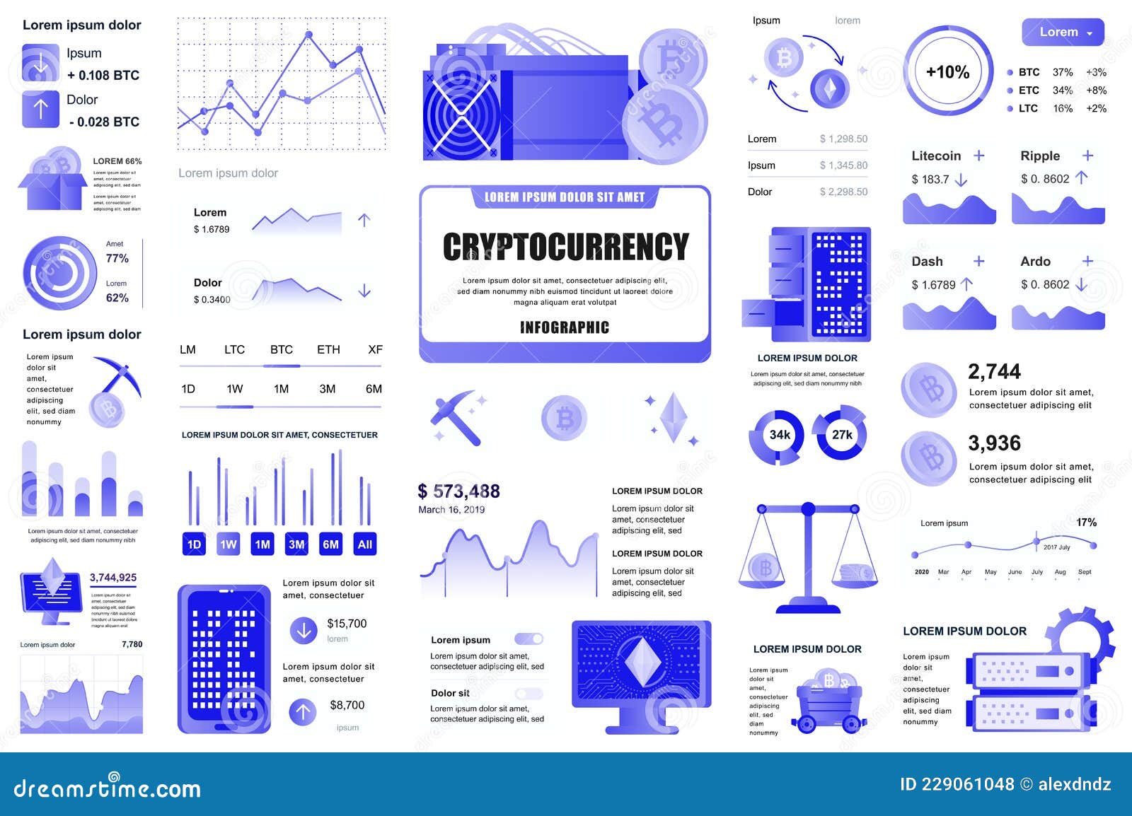 Bundle Cryptocurrency Mining Infographic UI, UX, KIT Elements ...