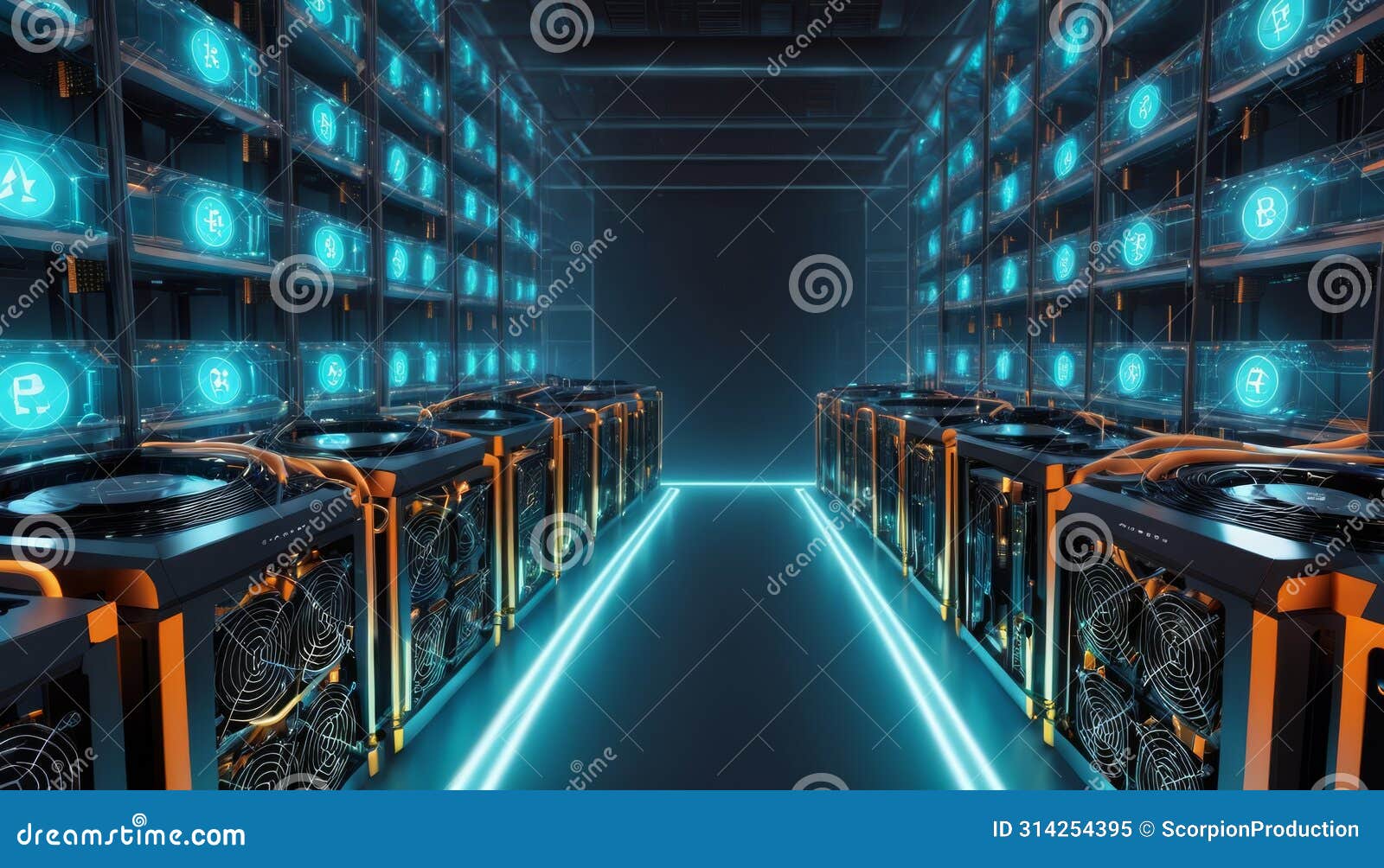Cryptocurrency Mining Rig Row Stock Image - Image of litecoin, network ...