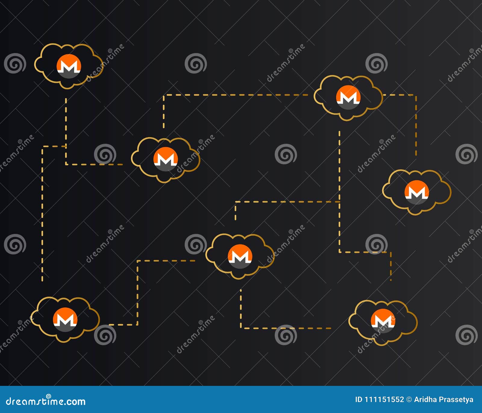 Cryptocurrency Monero Network Cloud Background Collection Editorial ...