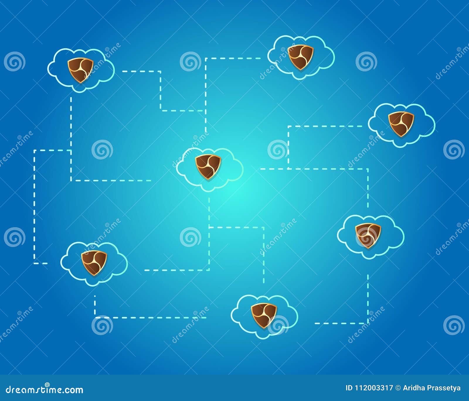 Cryptocurrency Nem Blockchain with Cloud Background Stock Vector ...