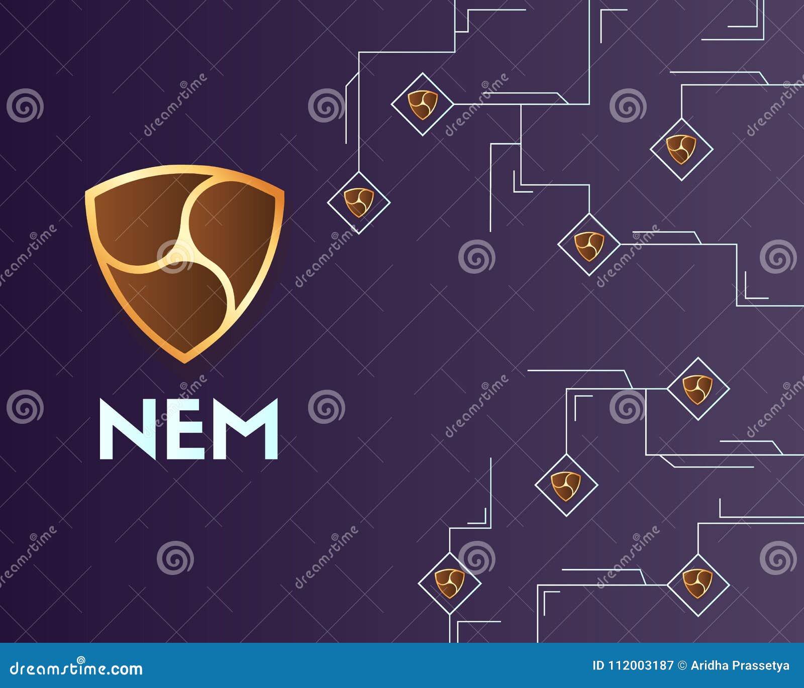 Cryptocurrency Nem Blockchain Digital Payment Background Stock Vector ...