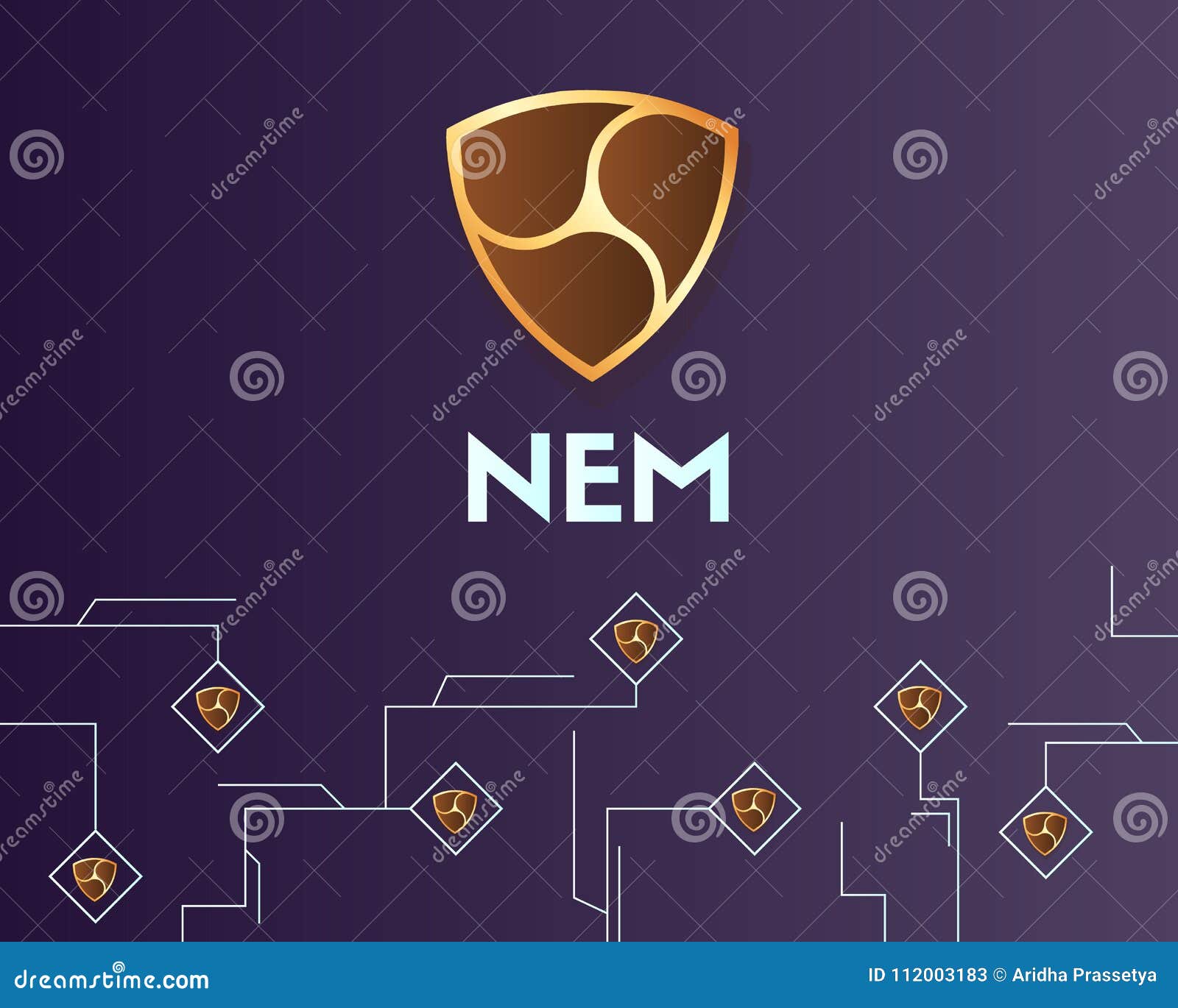 Cryptocurrency Nem Blockchain Digital Payment Background Stock Vector ...