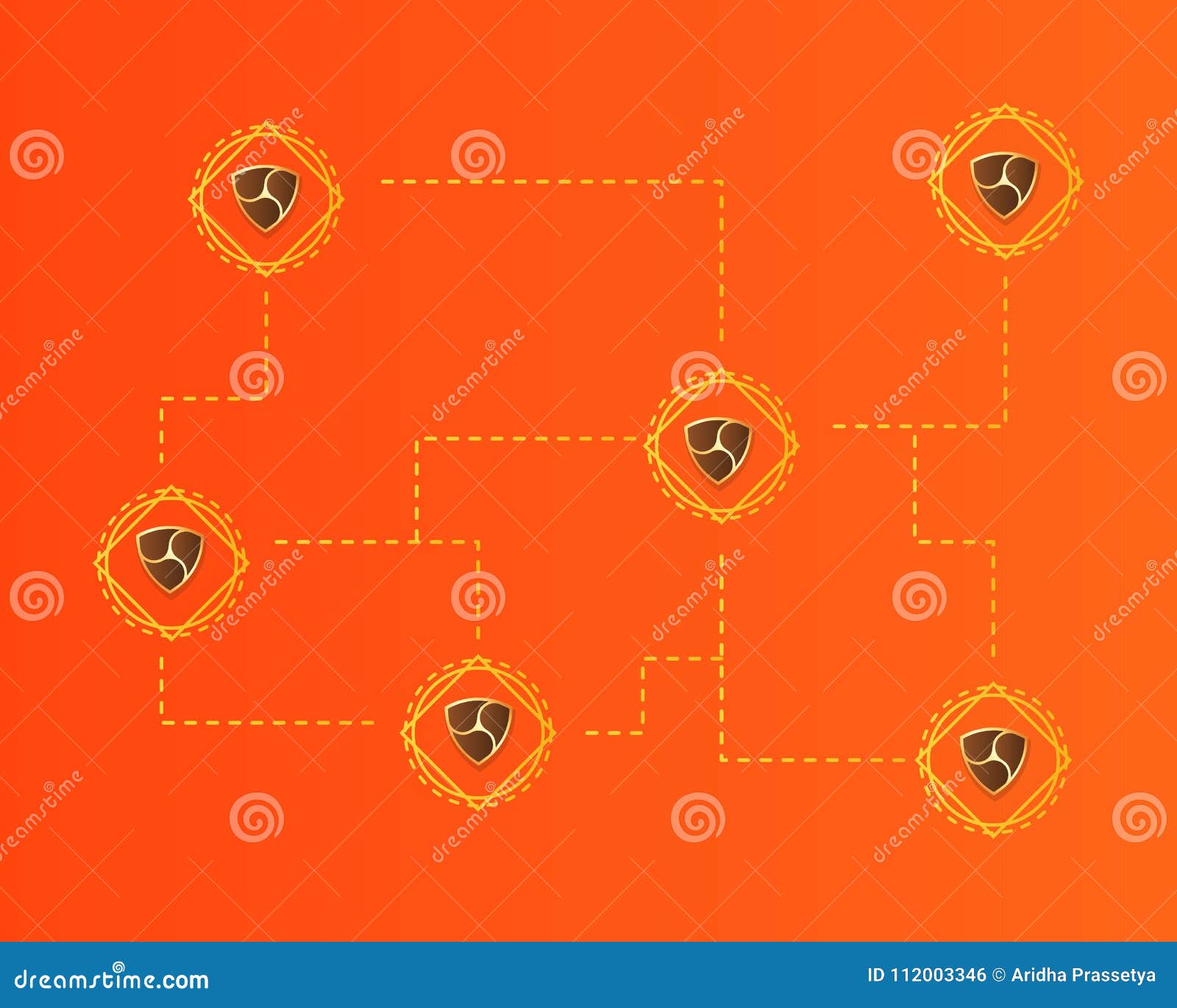 Cryptocurrency Nem Blockchain Virtual Background Stock Vector ...