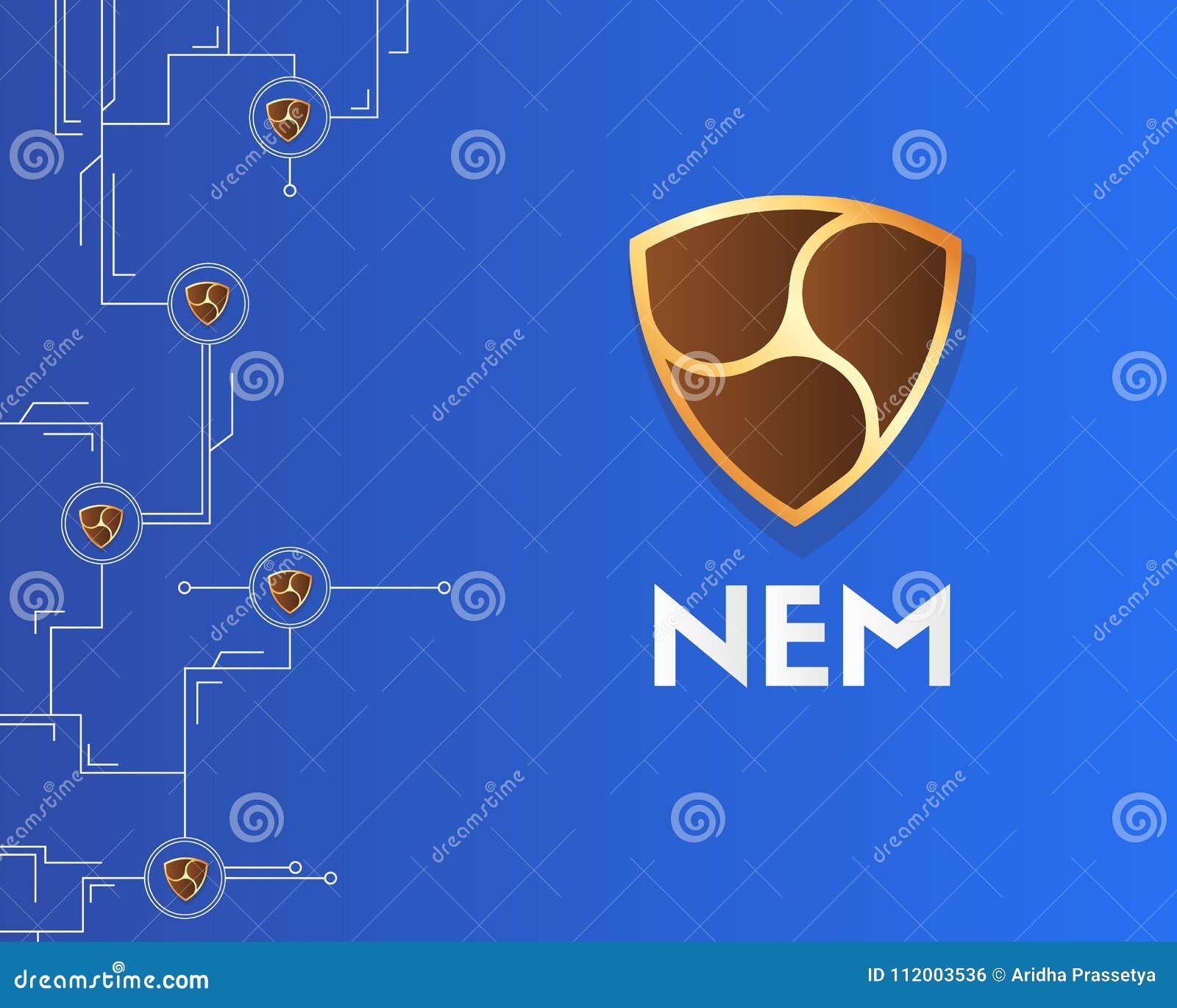 Cryptocurrency Nem Blockchain Virtual Circuit Background Editorial ...