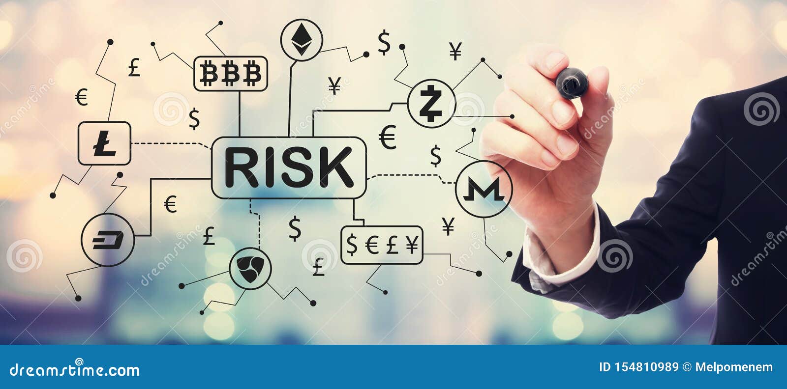 Cryptocurrency Risk Theme with Businessman Stock Illustration ...