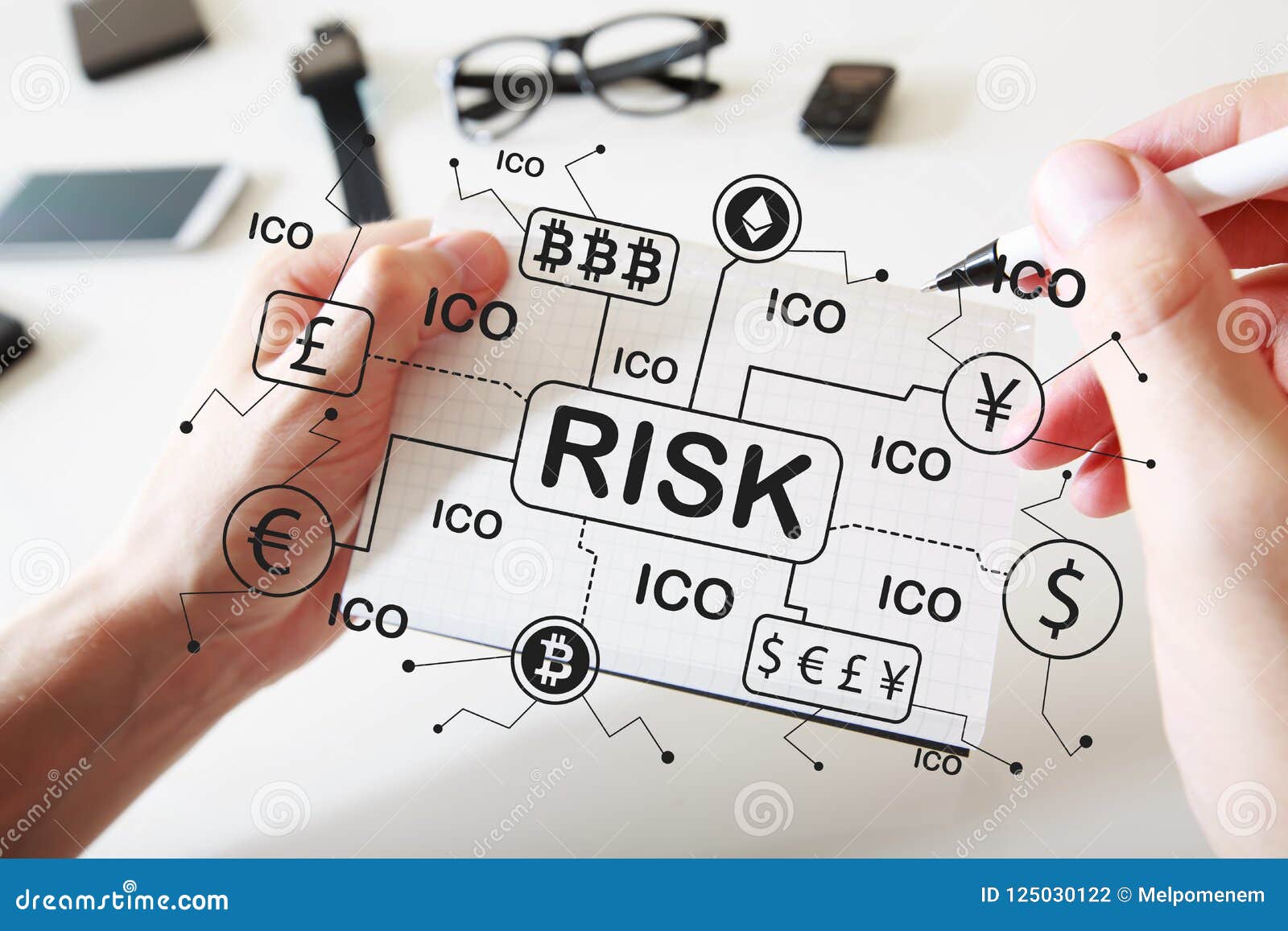 Cryptocurrency Risk Theme with a Notebook Stock Photo - Image of ...