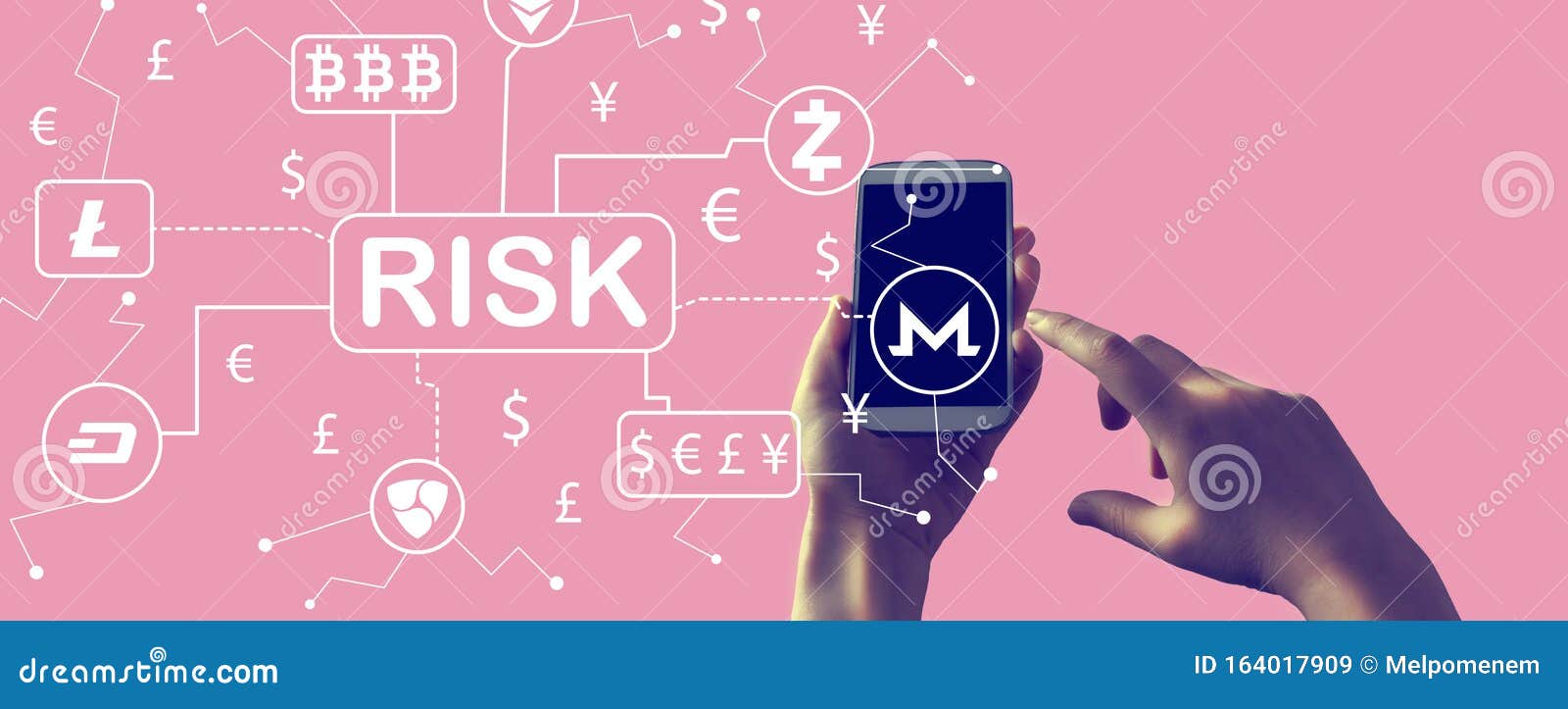 Cryptocurrency Risk Theme with Smartphone Stock Illustration ...