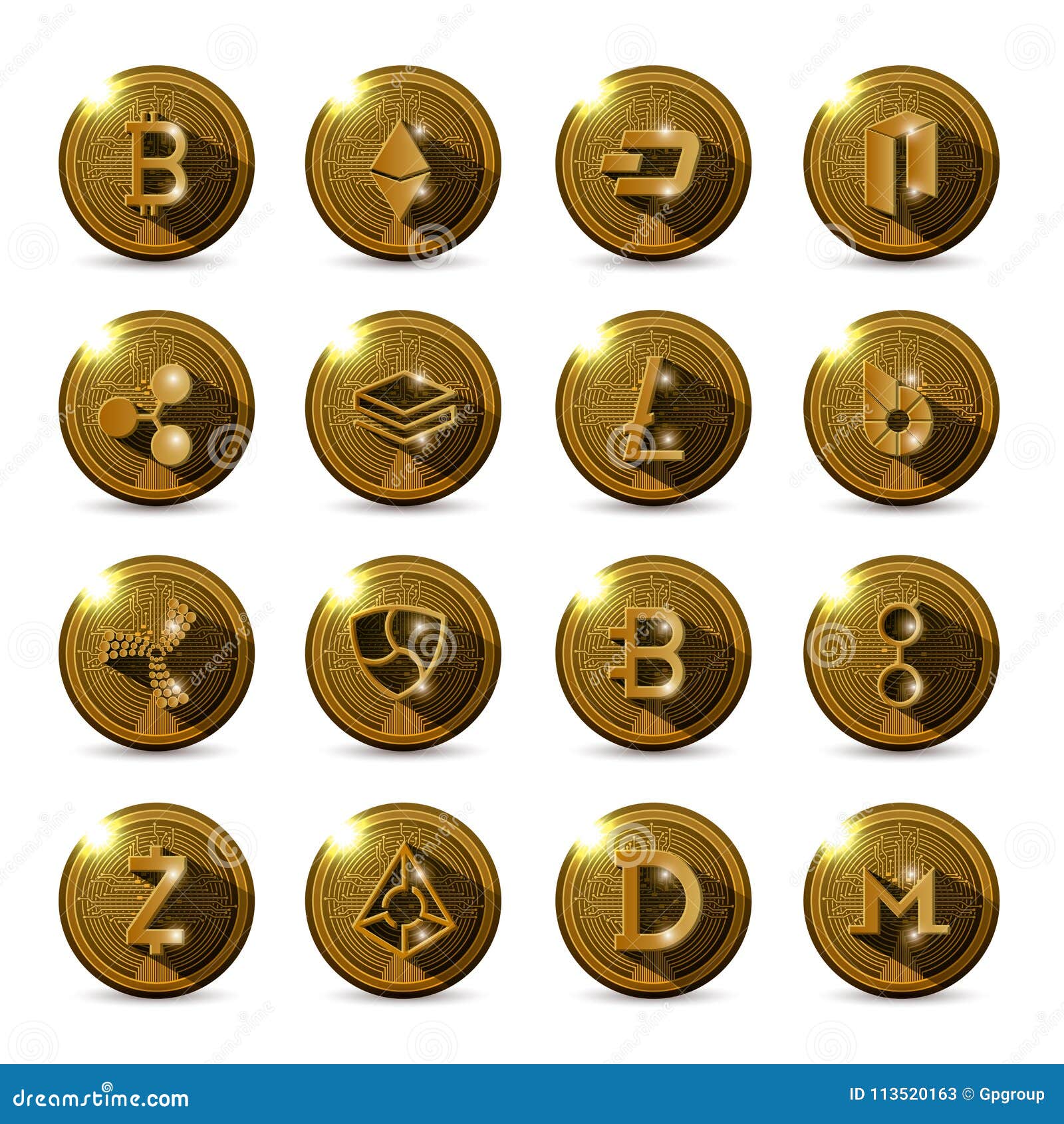Cryptocurrency Set Types Icons Stock Vector - Illustration of business ...