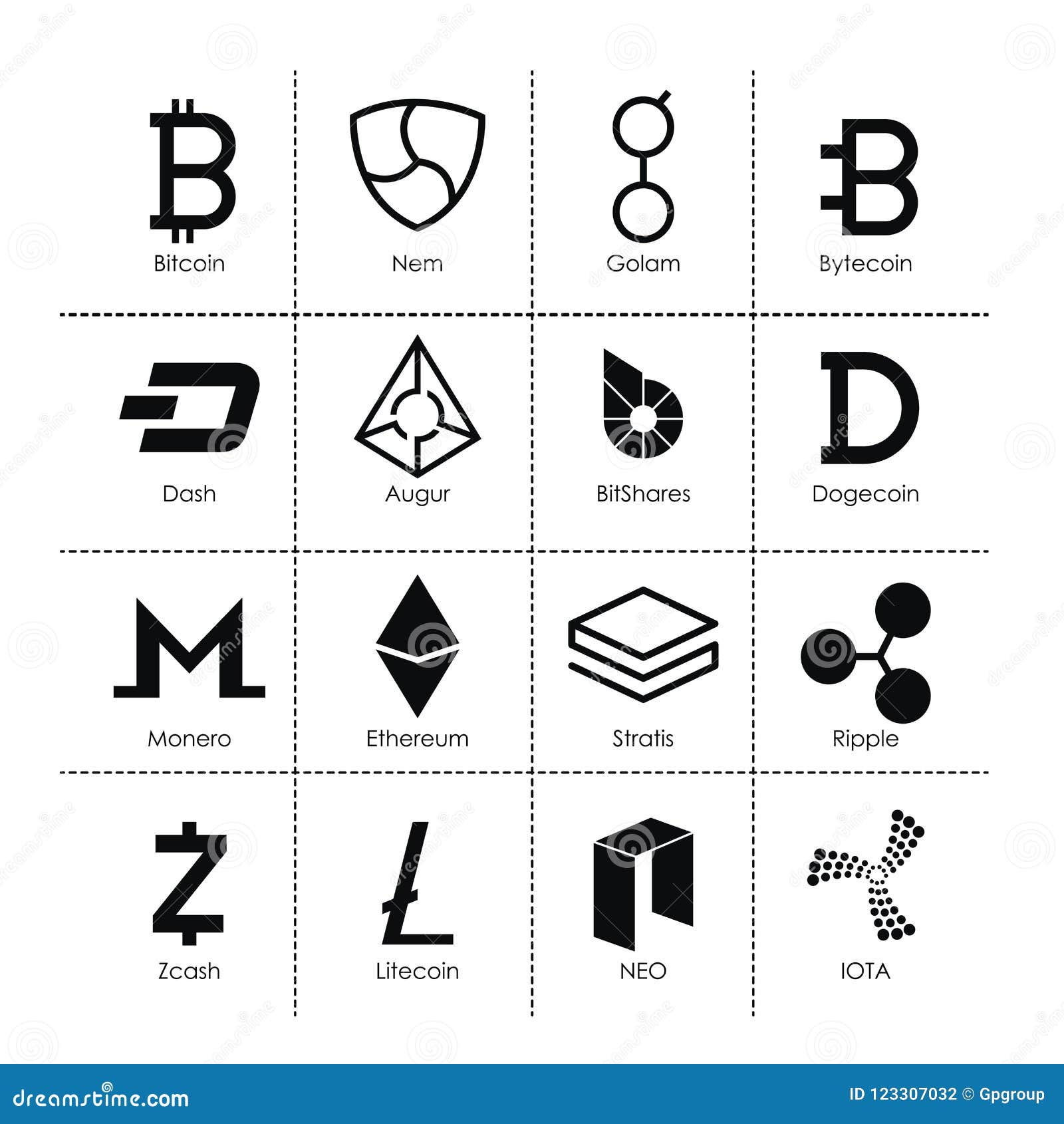 Cryptocurrency Set Types Icons Editorial Photography - Illustration of ...