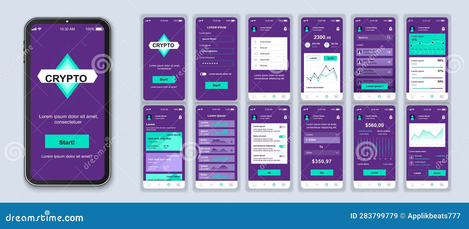 Cryptocurrency Smartphone Interface Vector Templates Set. Financial App ...