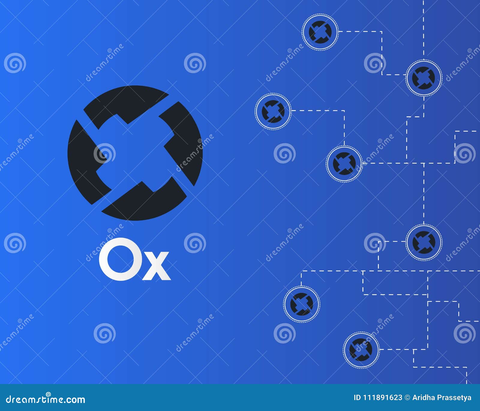 Cryptocurrency 0X Technology Modern Style Background Stock Vector ...