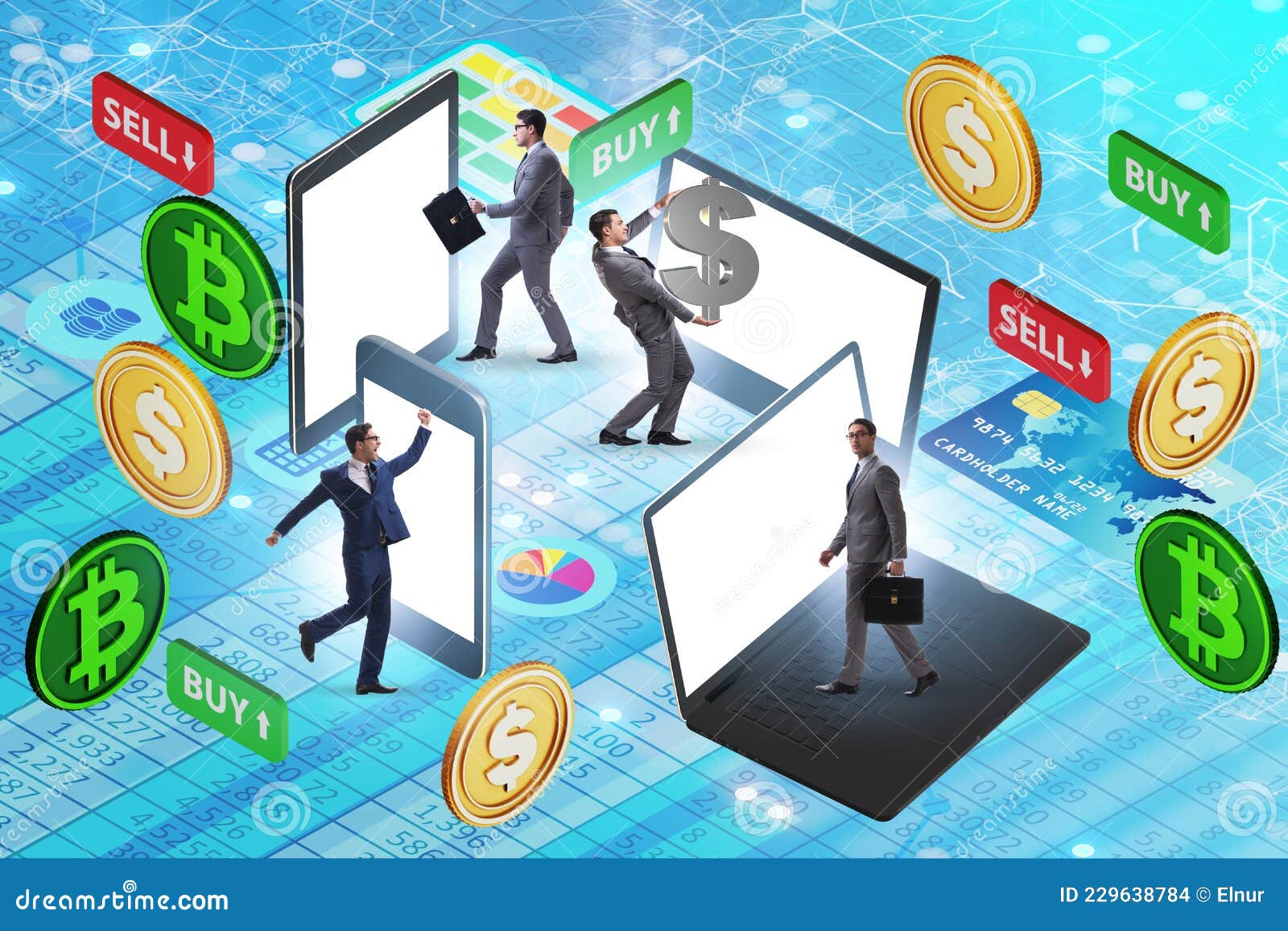 Cryptocurrency Trading Concept with Business People Stock Photo - Image ...