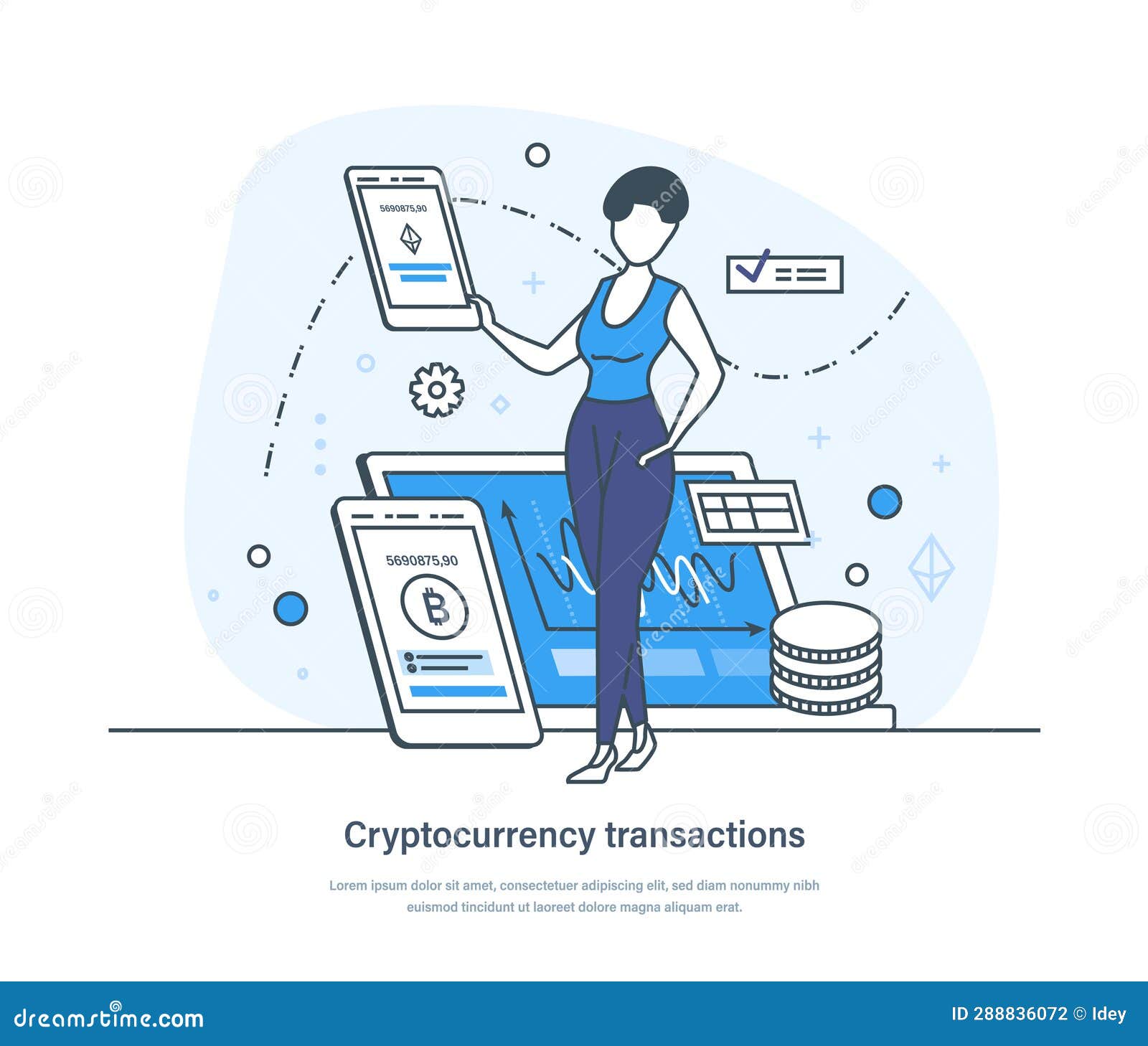 Cryptocurrency Transaction, Digital Wallet, E-payment Technology ...