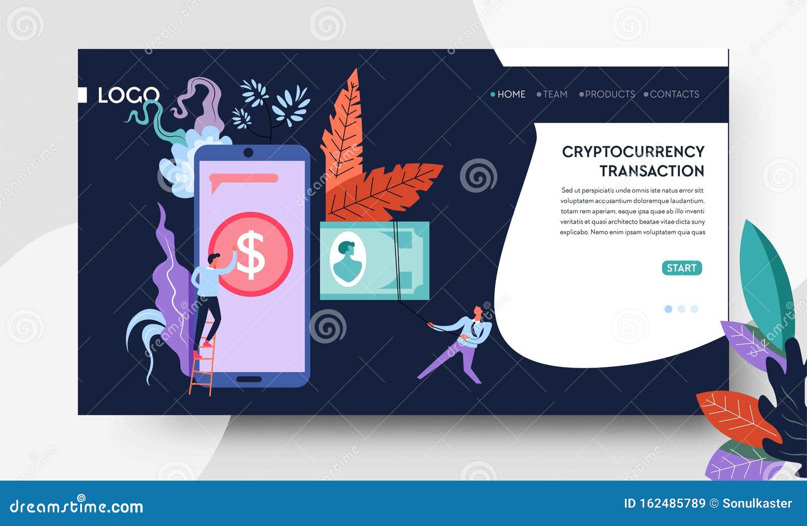Cryptocurrency Transaction Web Page Template Mobile App Stock Vector ...