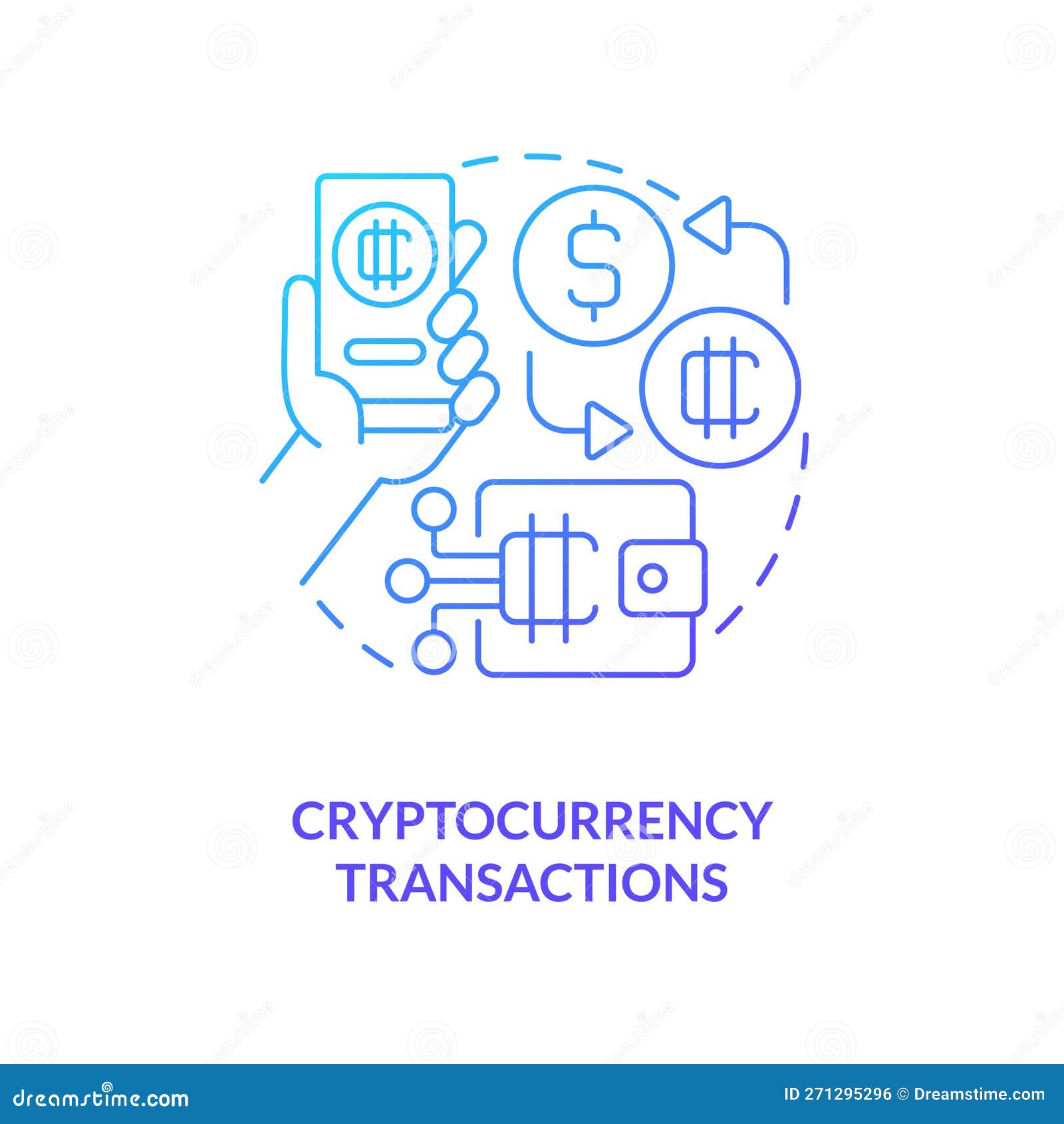 Cryptocurrency Transactions Blue Gradient Concept Icon Stock ...