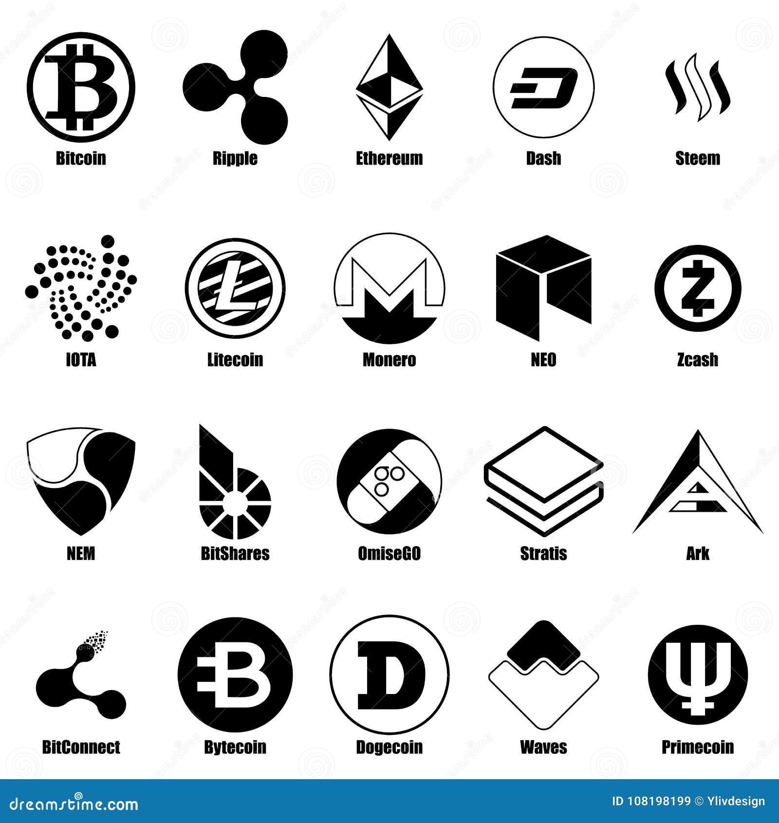 Cryptocurrency Types Icons Set, Simple Style Editorial Stock Image ...