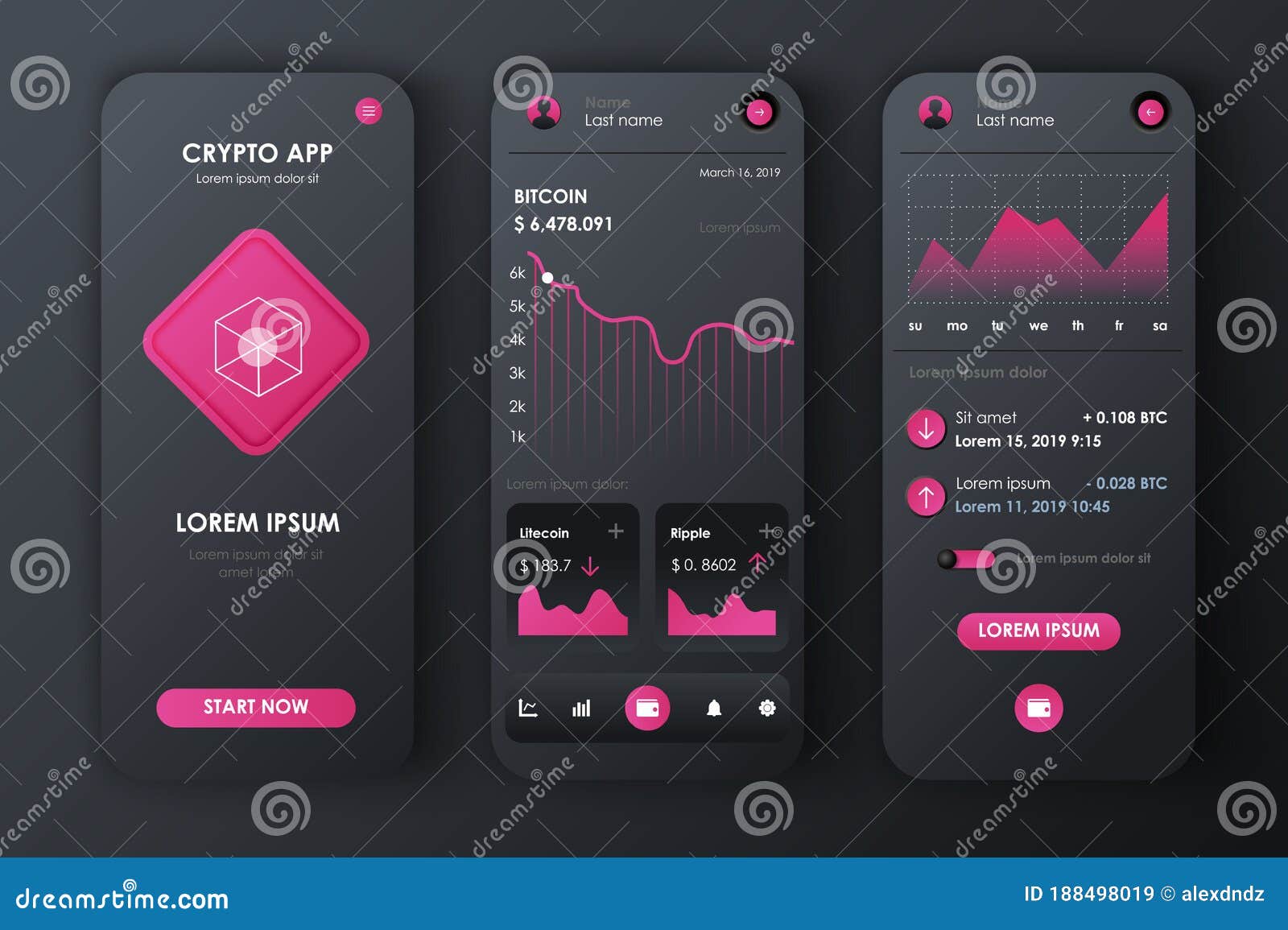Cryptocurrency Unique Neomorphic Design Kit Stock Vector - Illustration ...