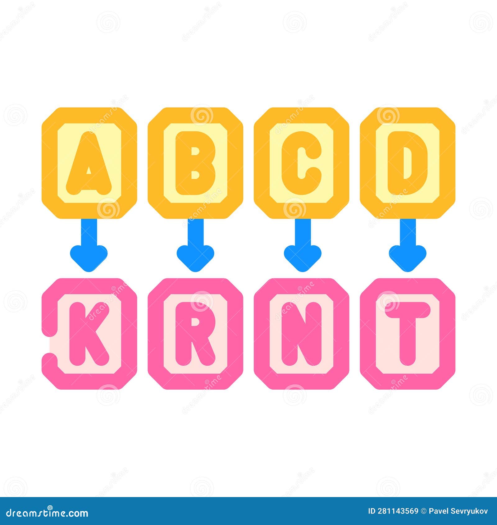 Cryptography Math Science Education Color Icon Vector Illustration ...
