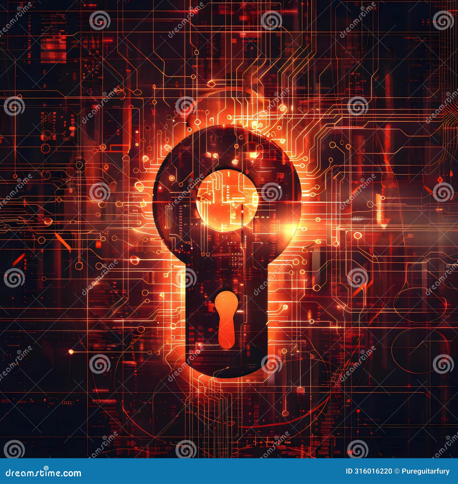 Cryptography in Orange stock illustration. Illustration of circuitry ...