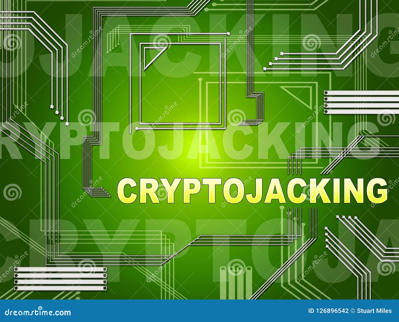 Cryptojacking Crypto Attack Digital Hijack 2d Illustration Stock ...