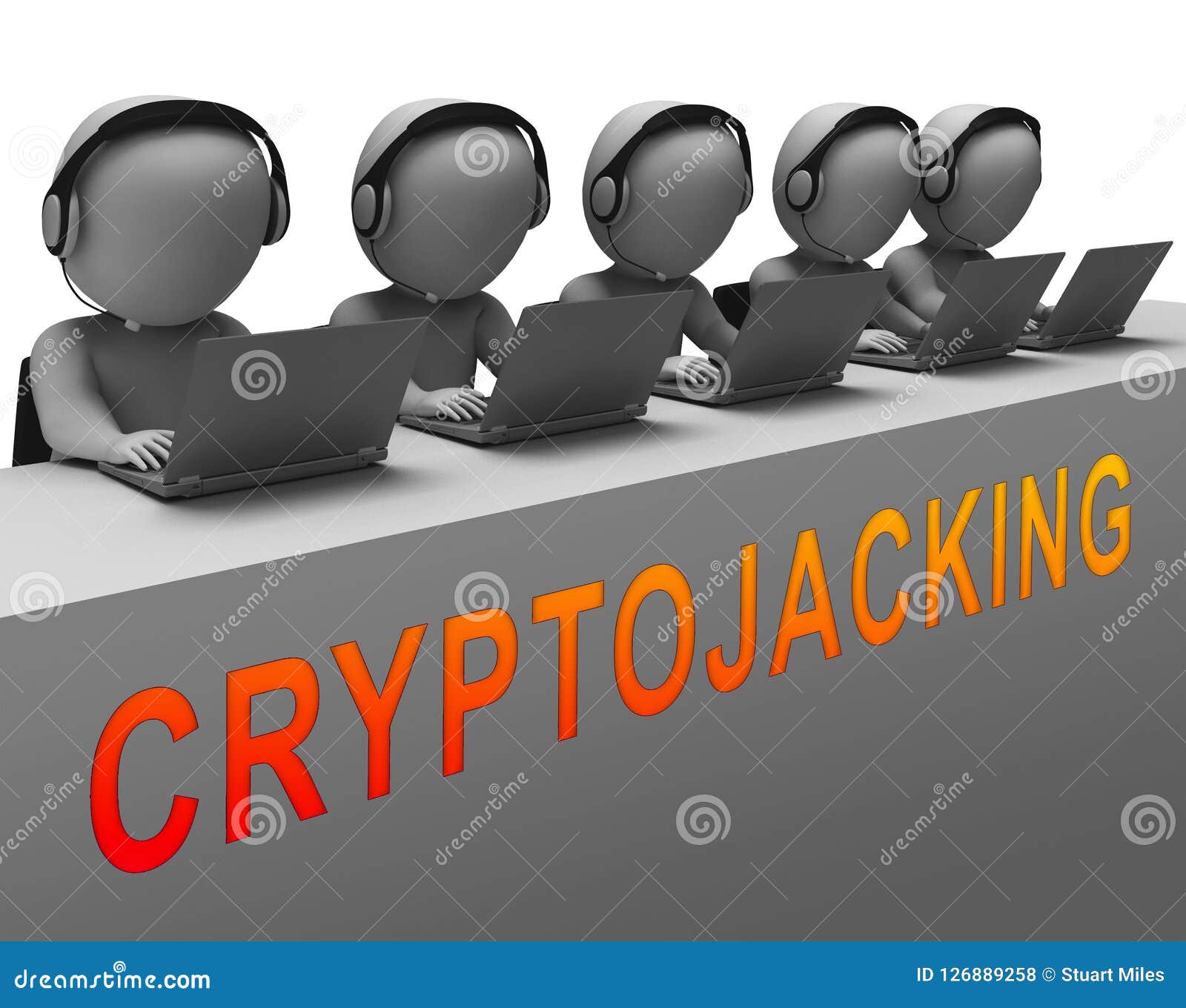 Cryptojacking Crypto Attack Digital Hijack 3d Rendering Stock ...