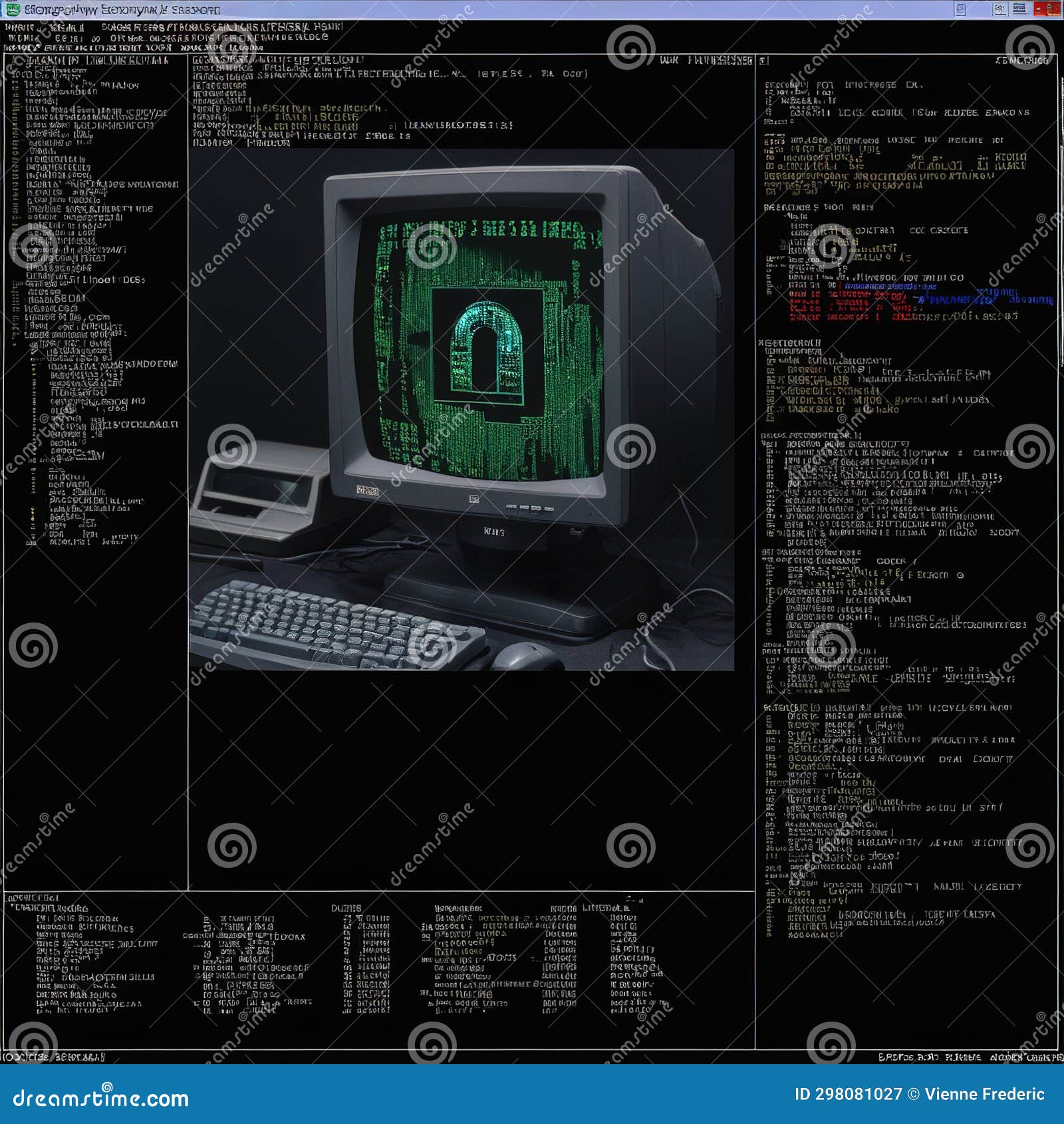 Cryptolock Chronicles: Vintage Screen Under Siege Stock Illustration ...