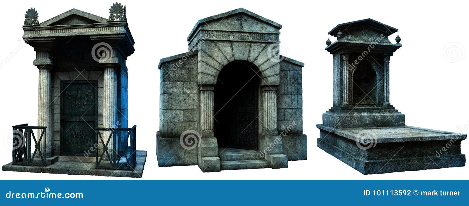 Crypts and Gravestone 3D Illustration Stock Illustration - Illustration ...