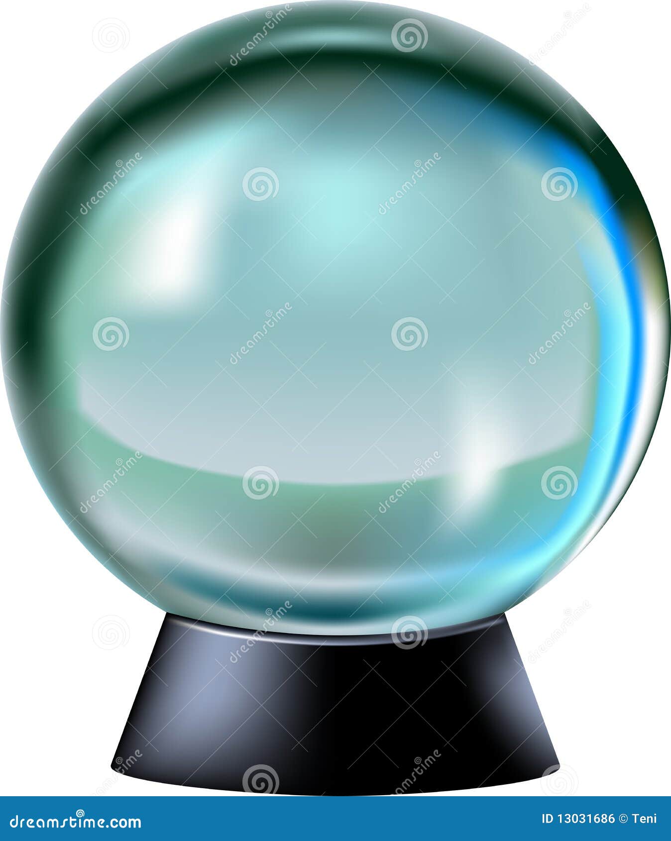 Crystal Ball With Reflections On Transparent Background. Realistic ...