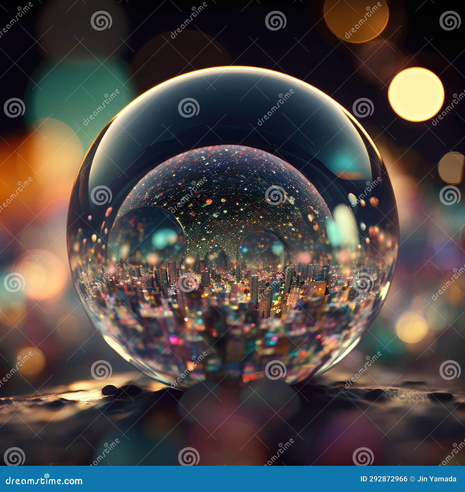 Crystal Ball with Abstract City in the Background. 3d Render Stock ...