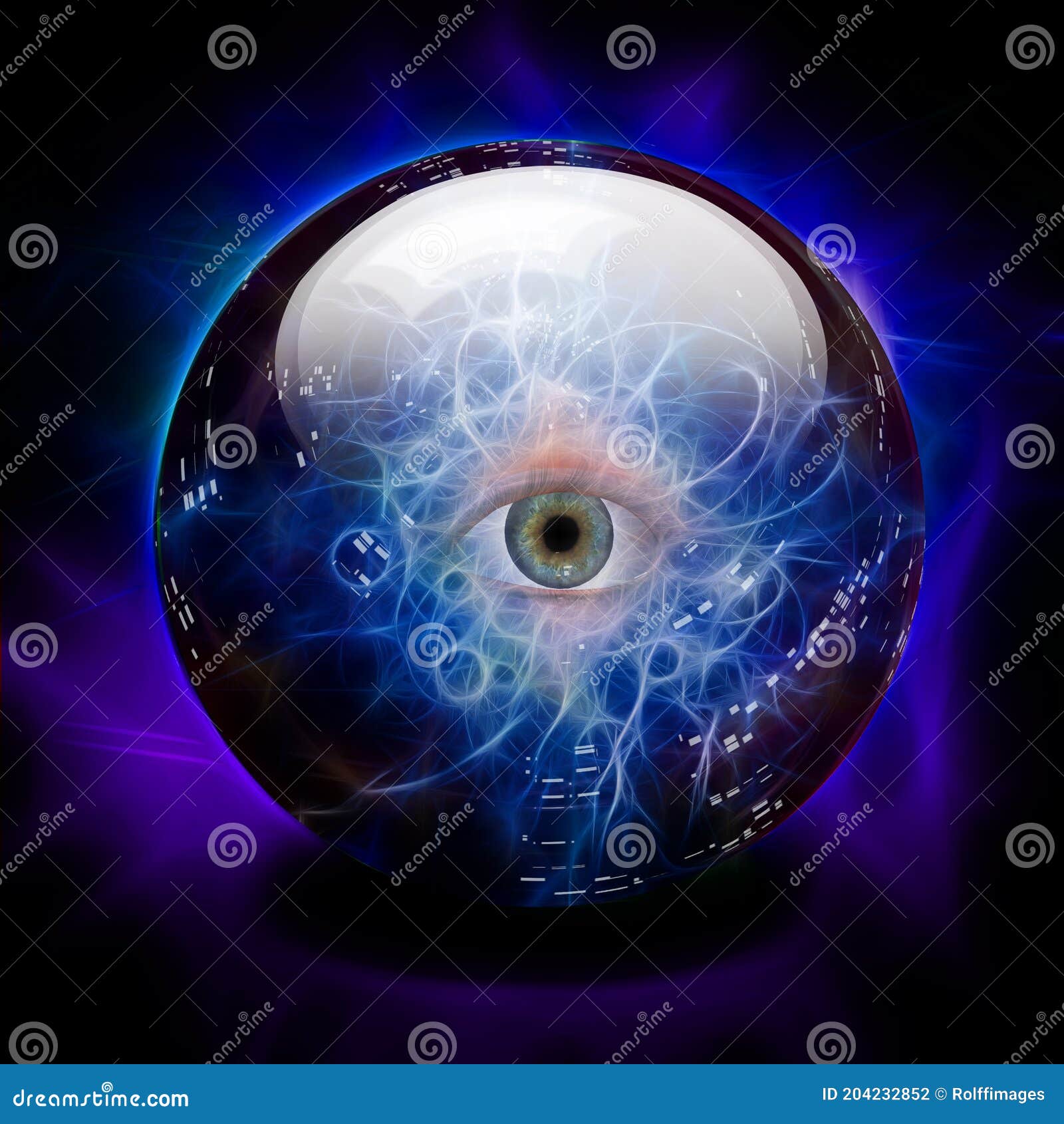 Crystal Ball with All Seeing Eye Stock Illustration - Illustration of ...