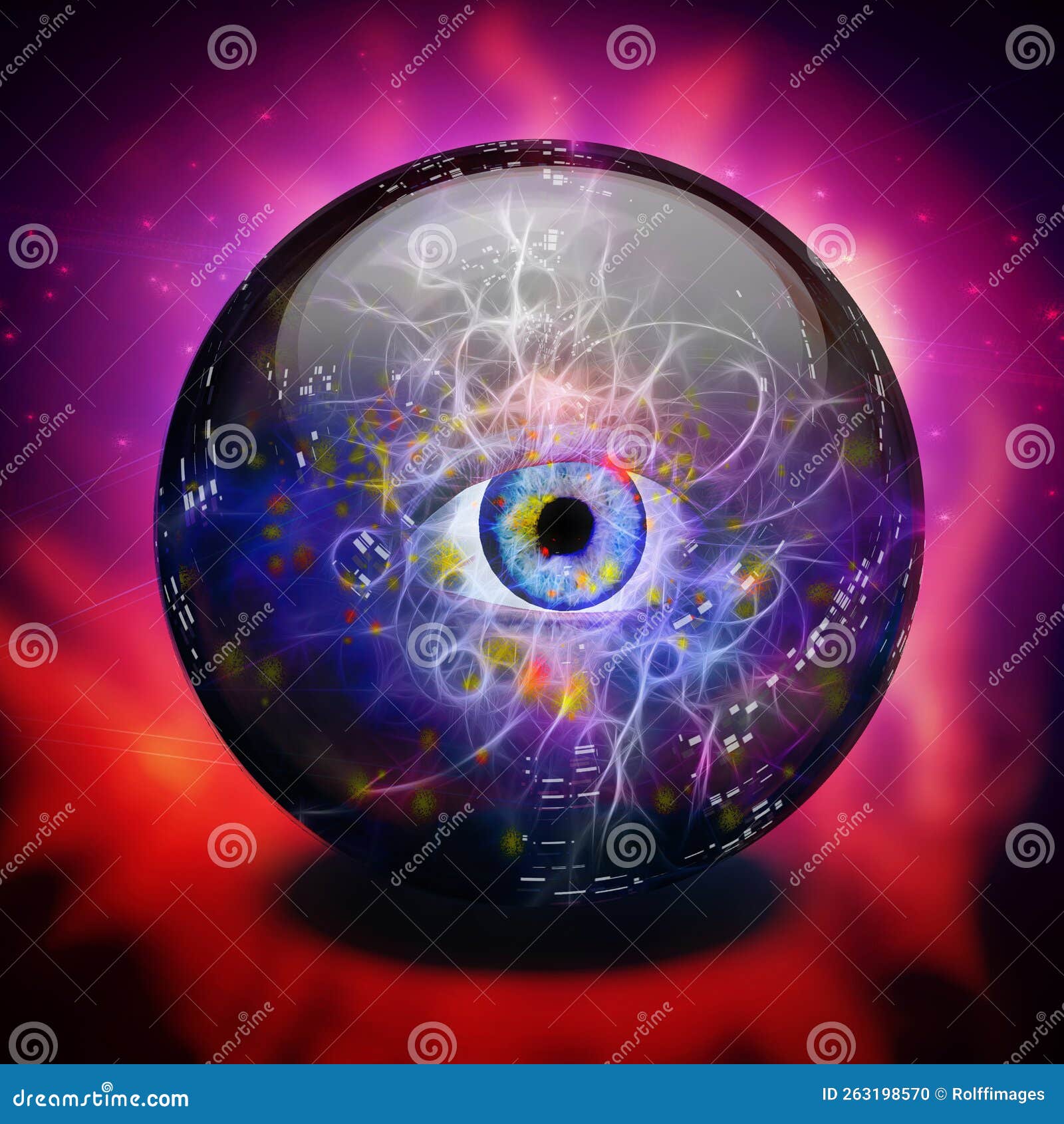 Crystal Ball with All Seeing Eye Stock Illustration - Illustration of ...