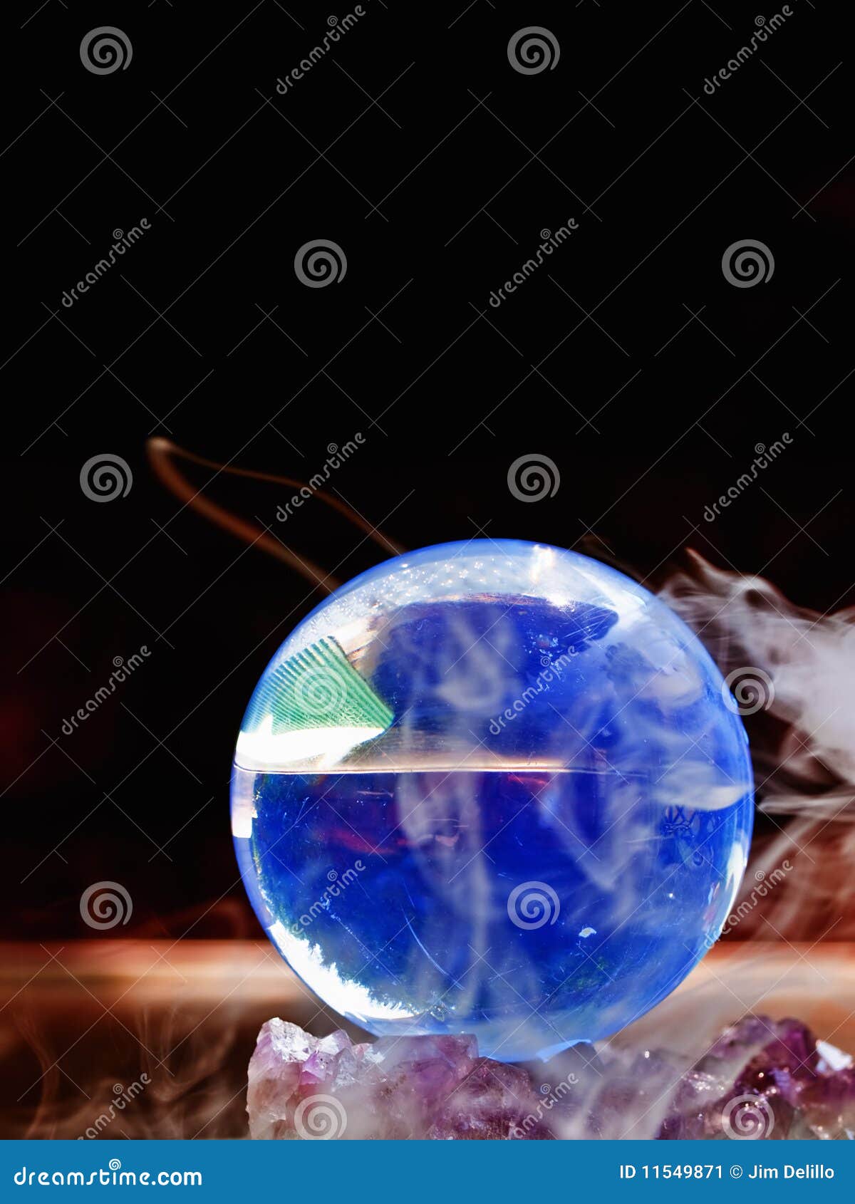 Crystal Ball and Amethyst Rock Stock Image - Image of round, blue: 11549871