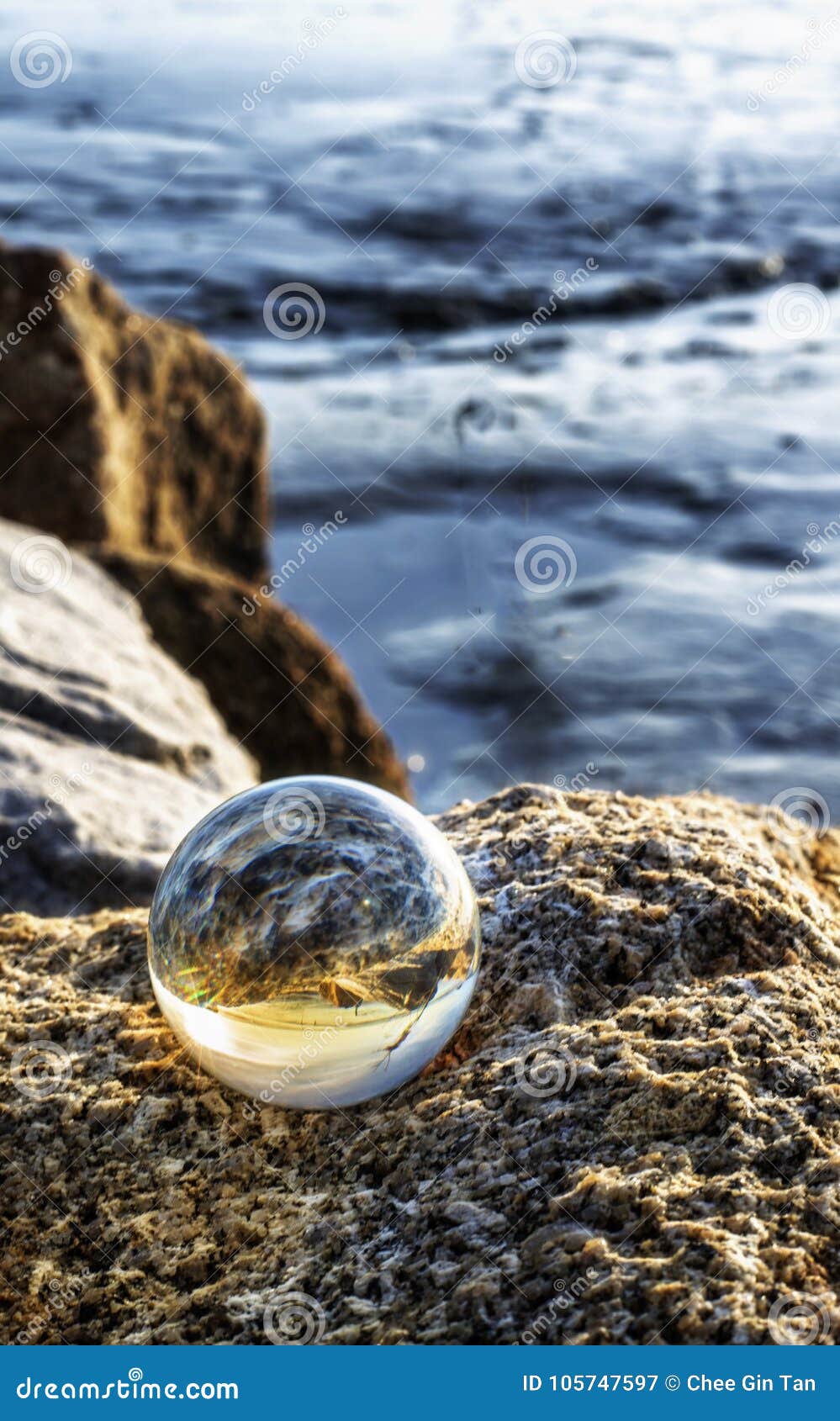 Crystal ball at beach stock image. Image of crystalball - 105747597