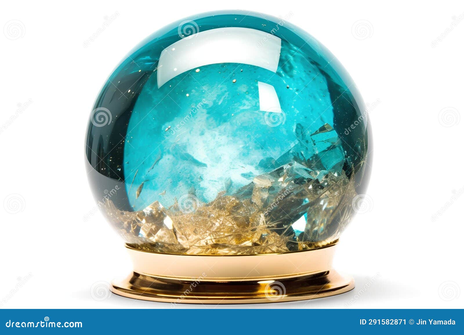 Crystal Ball with Blue Planet Inside Isolated on White Background. 3d ...