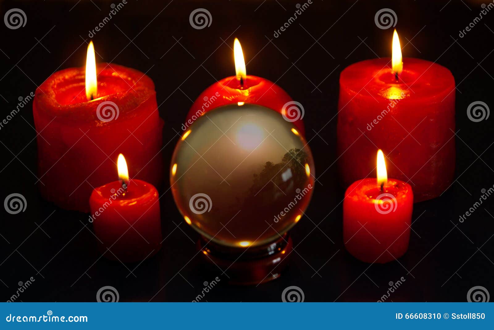 Crystal ball and candles stock photo. Image of fortune - 66608310